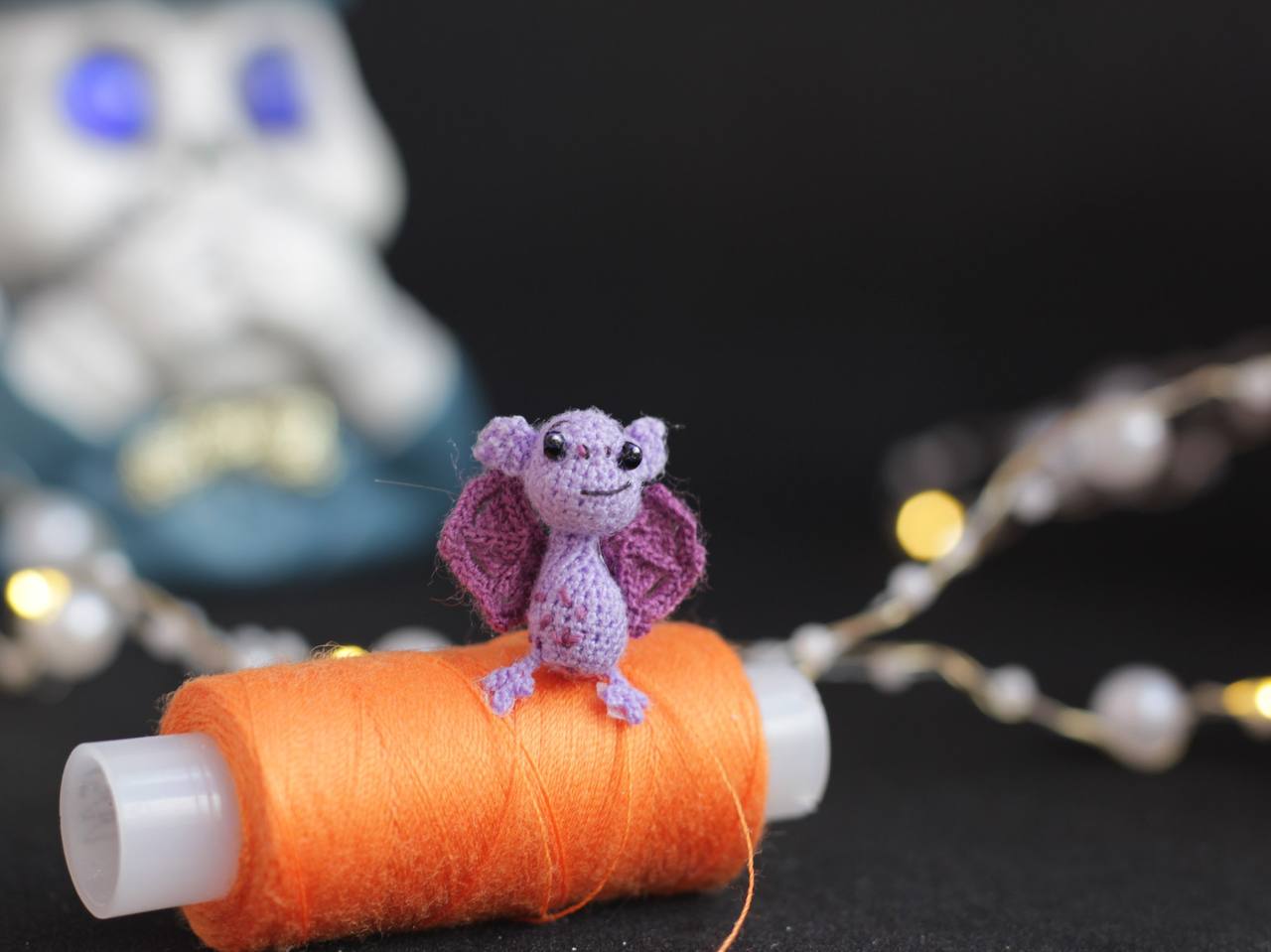 Halloween dollhouse miniature crochet bat micro crochet toy | Inspire ...