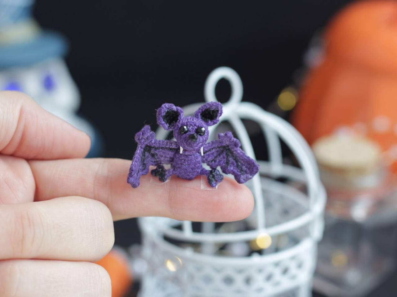 Halloween dollhouse miniature crochet bat micro crochet toy | Inspire ...