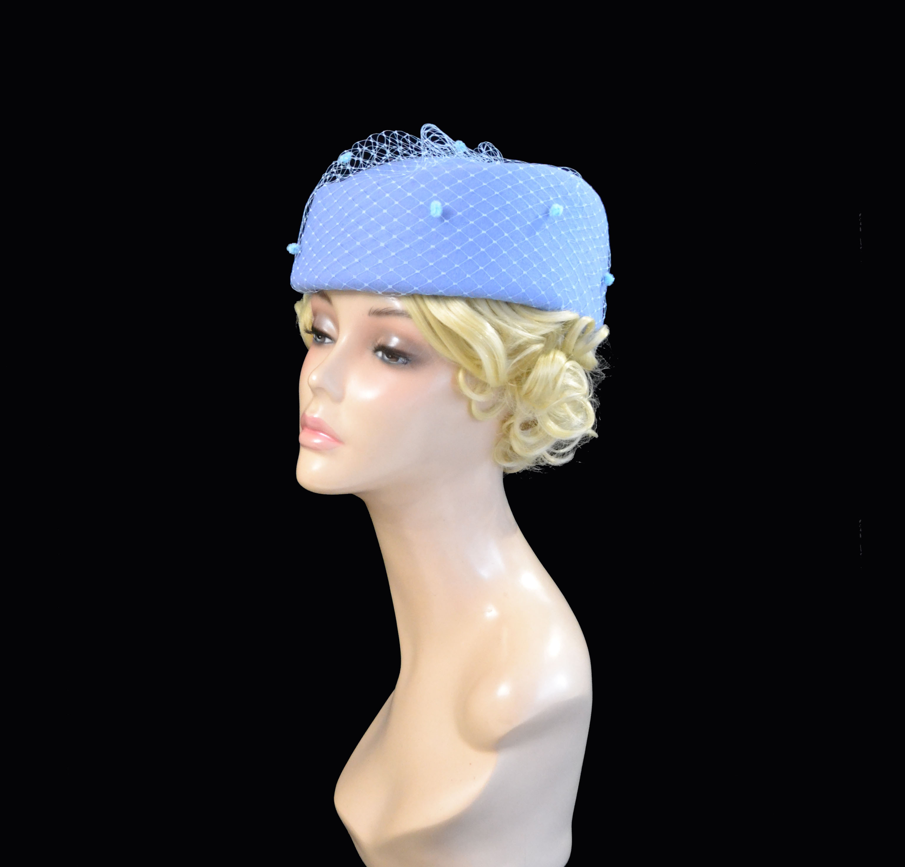 MADE TO ORDER . sky blue pillbox hat, sky blue winter hat, s - Inspire ...