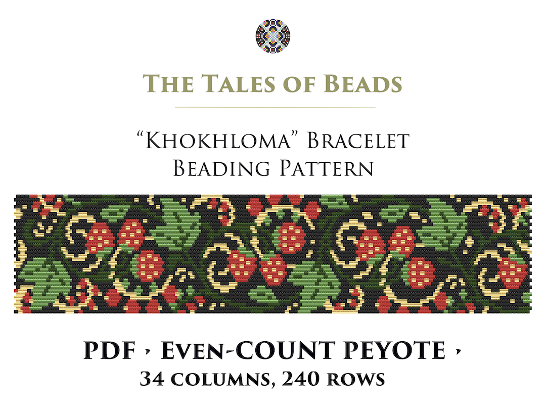 Peyote Beaded Bracelet Pattern Khokhloma / Peyote Stitch See | Inspire ...