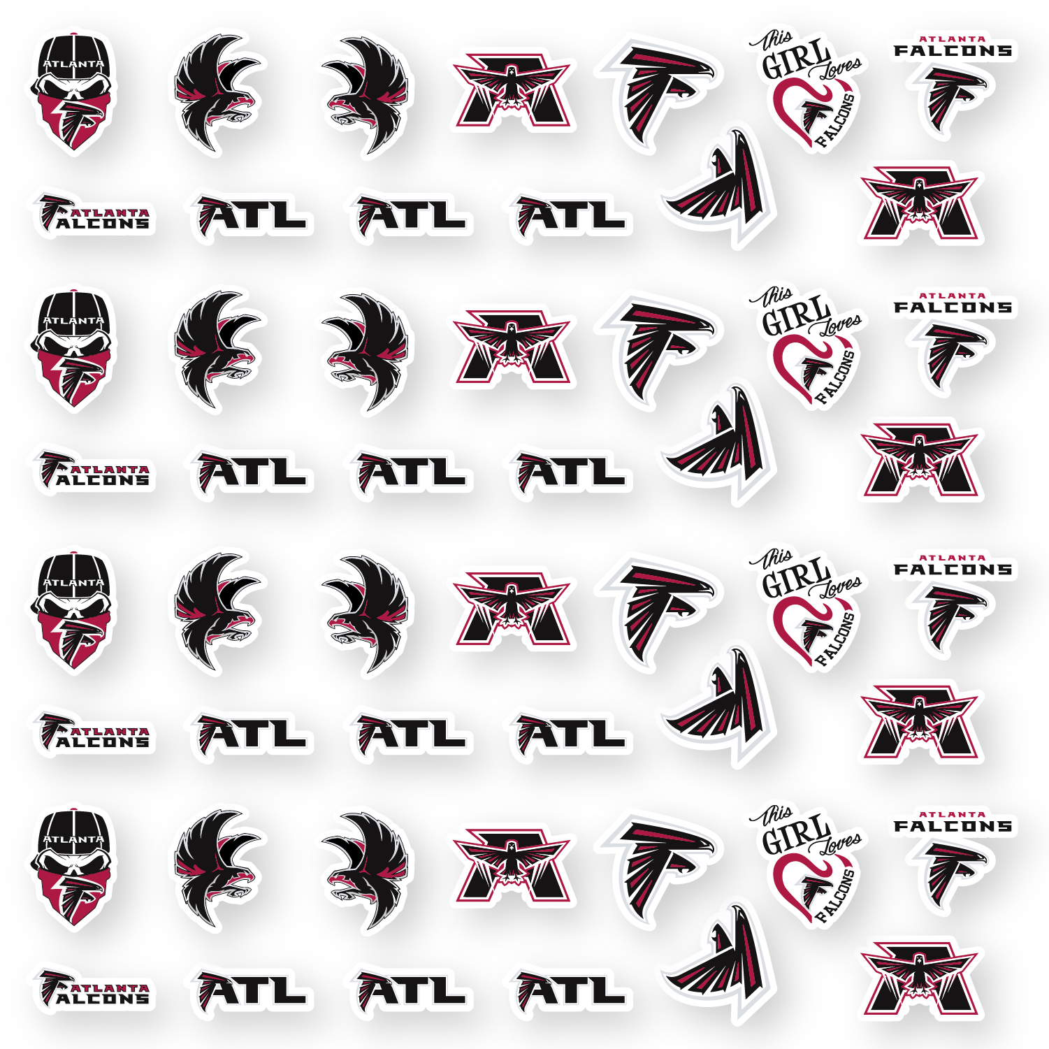 Atlanta Falcons Stickers Set of 49 by 1 inch Die Cut Vinyl D | Inspire ...
