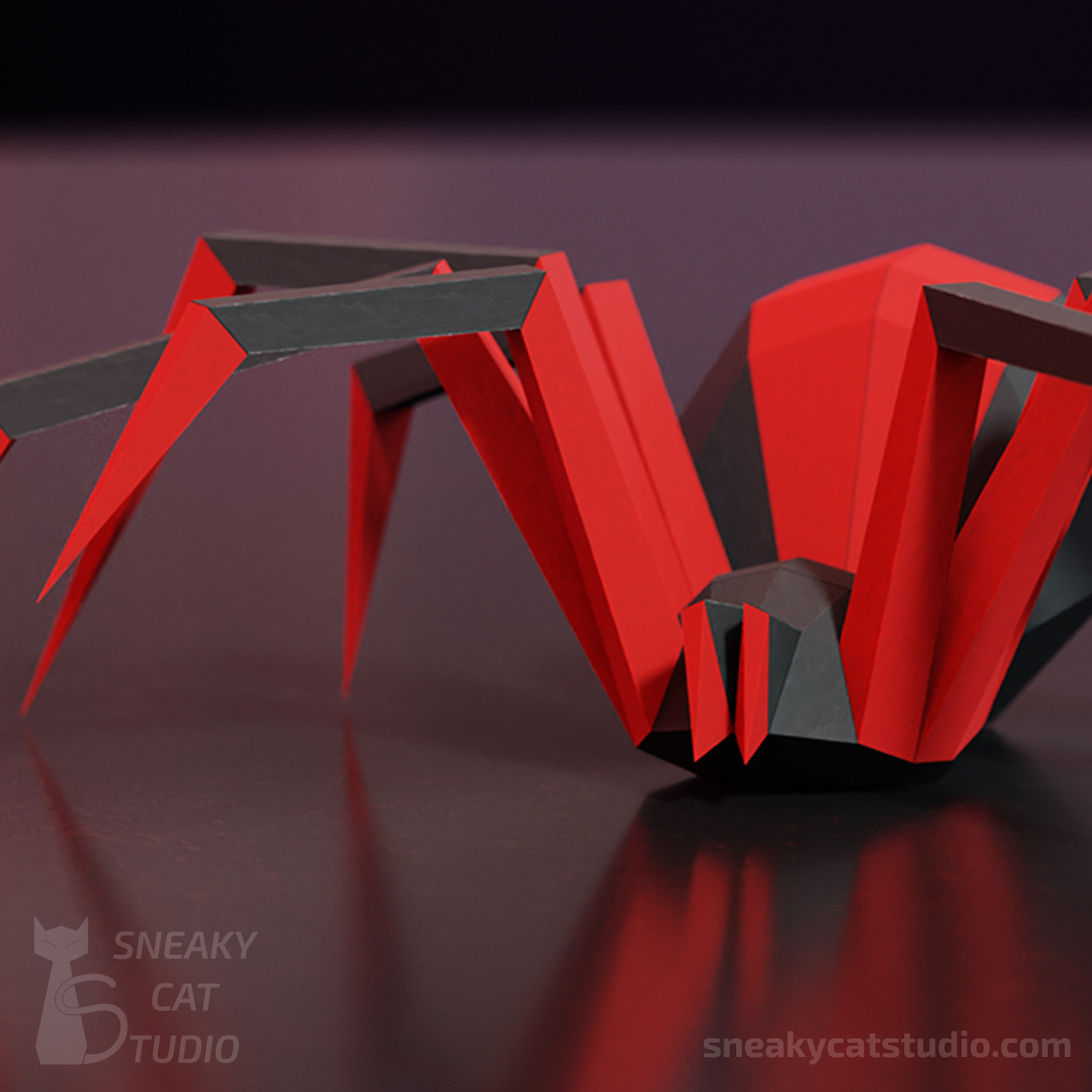 Paper spider | black widow | 2 sizes - Papercraft template - Inspire Uplift
