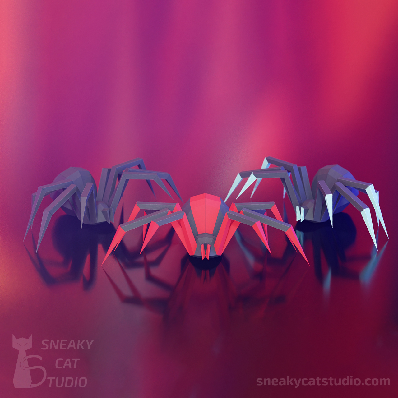 Paper spider | black widow | 2 sizes - Papercraft template - Inspire Uplift