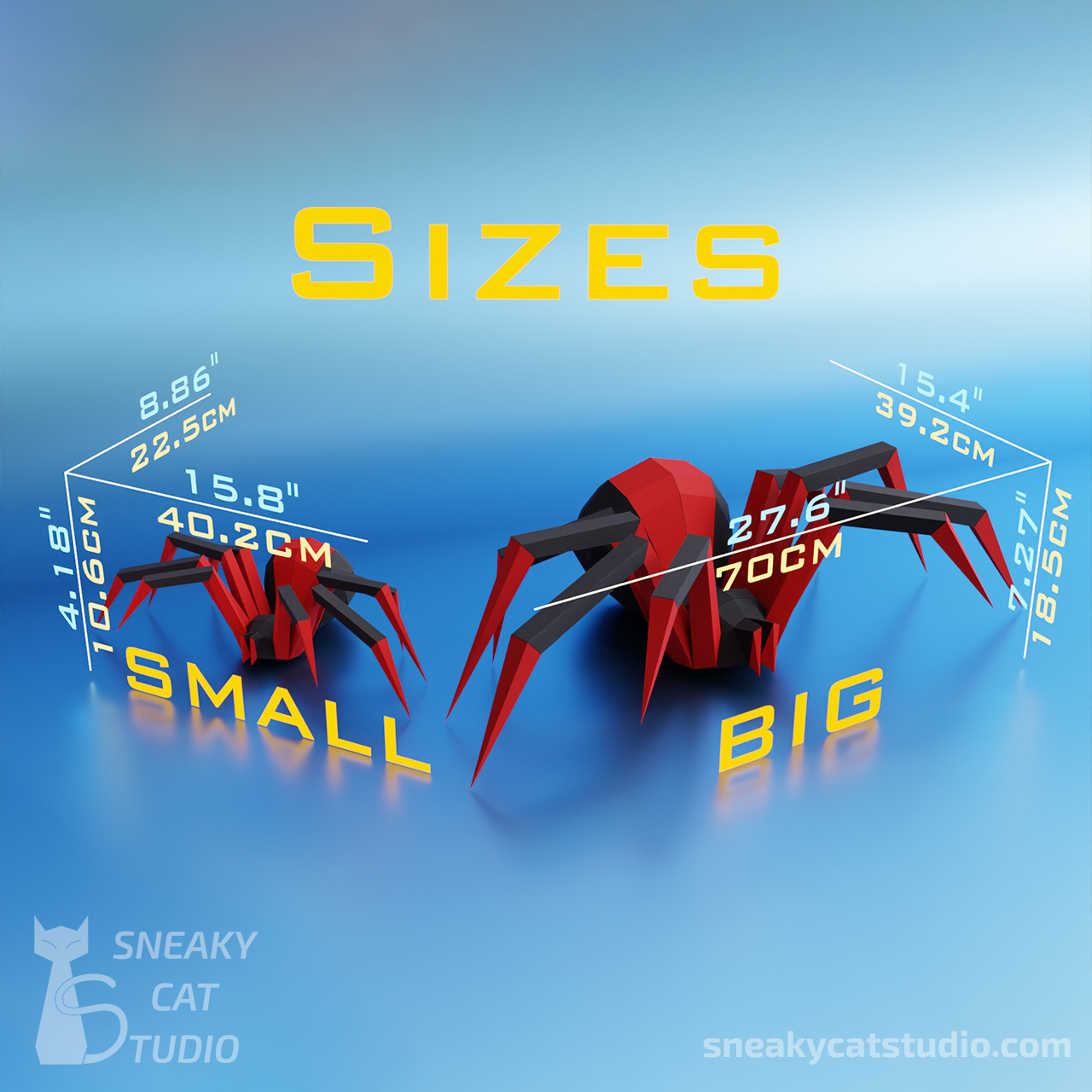 Paper spider | black widow | 2 sizes - Papercraft template - Inspire Uplift