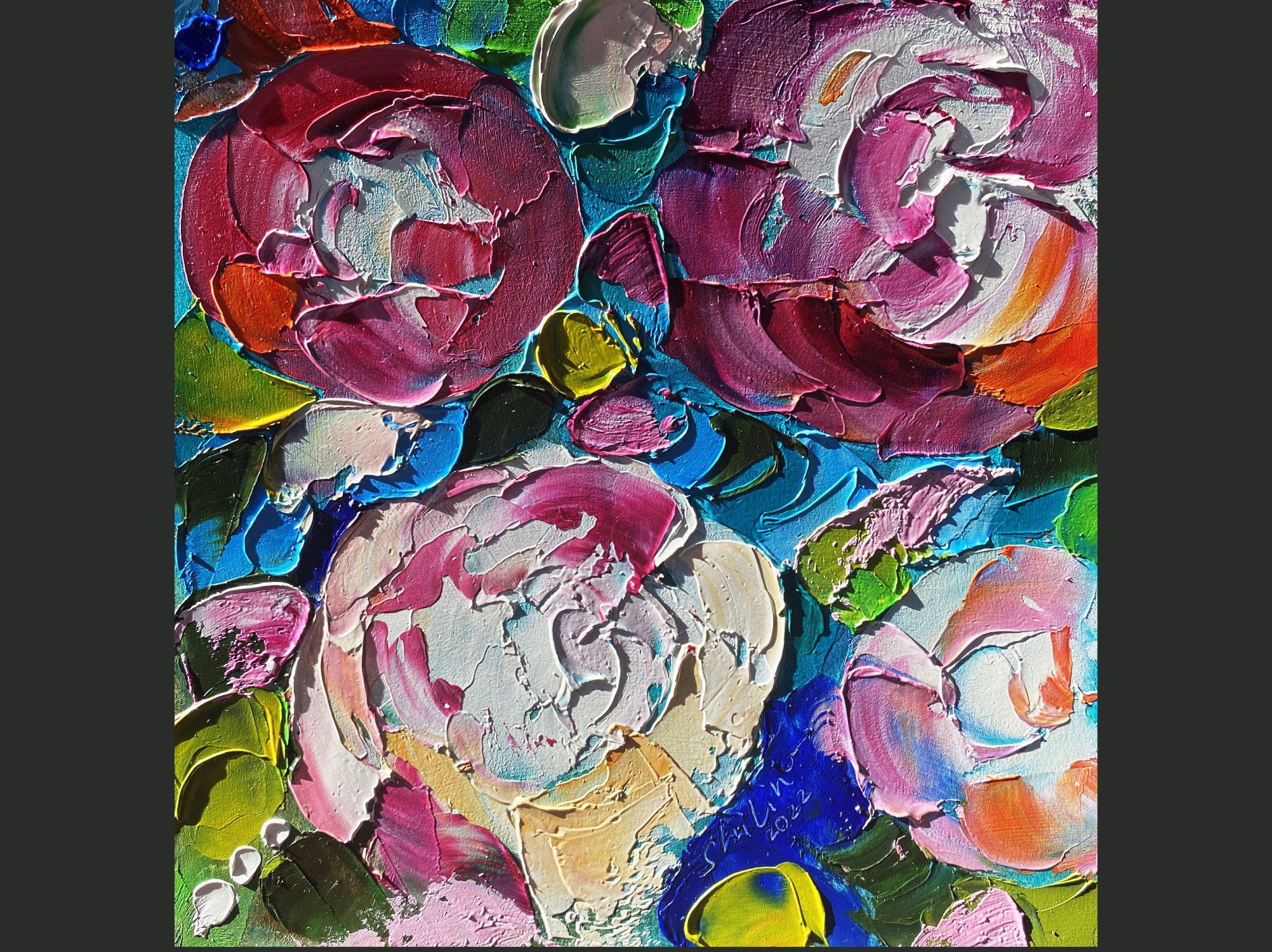 Floral Oil Painting Peonies Original Art Flower Artwork Funk | Inspire ...