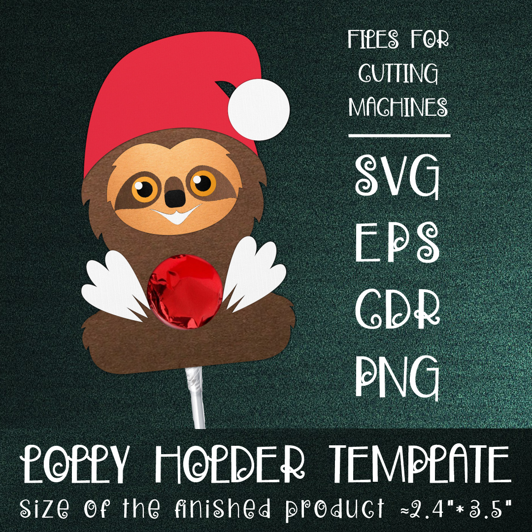 Sloth in Santa Hat | Christmas Lollipop Holder Template - Inspire Uplift