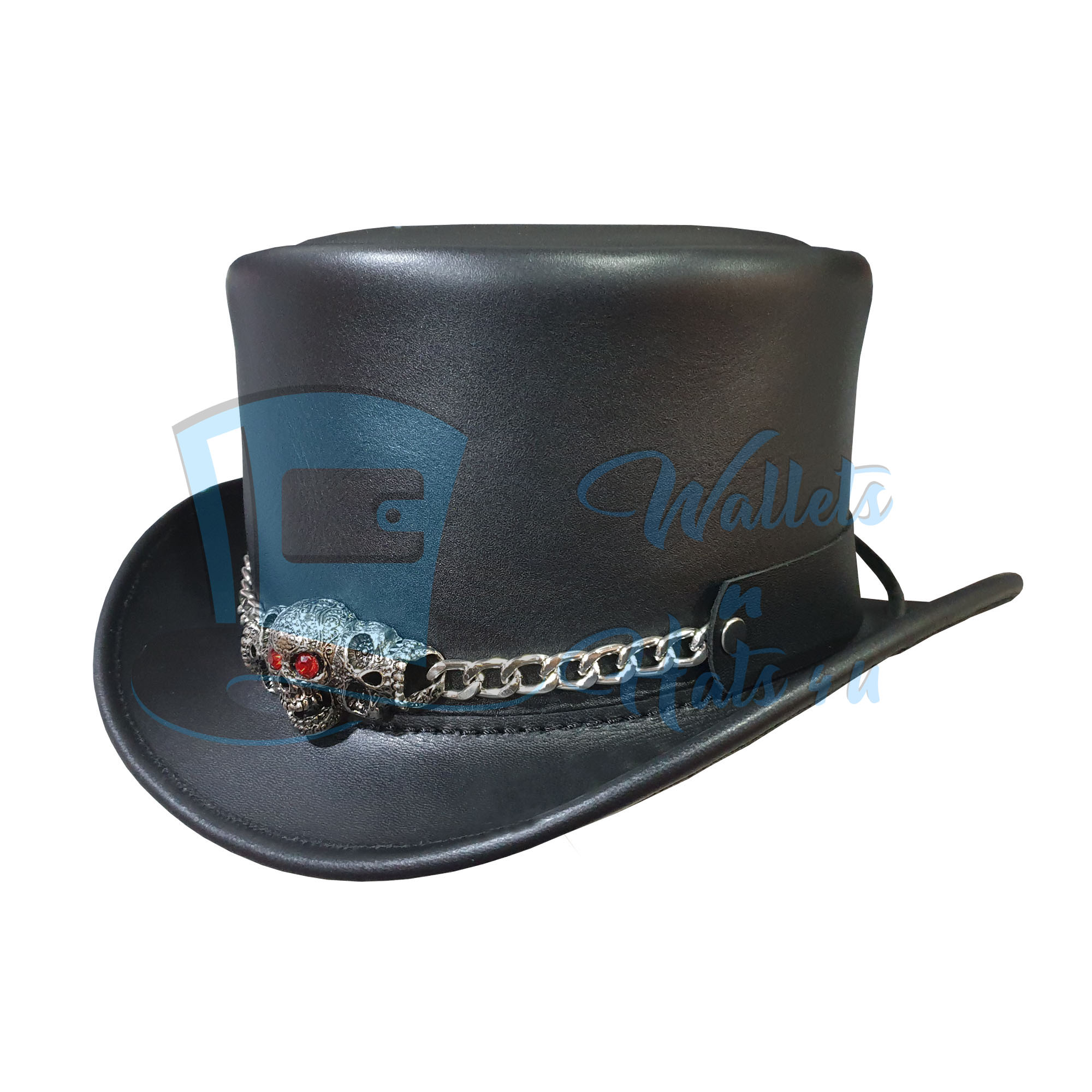 Red Eye Skull Band Leather Top Hat | Inspire Uplift