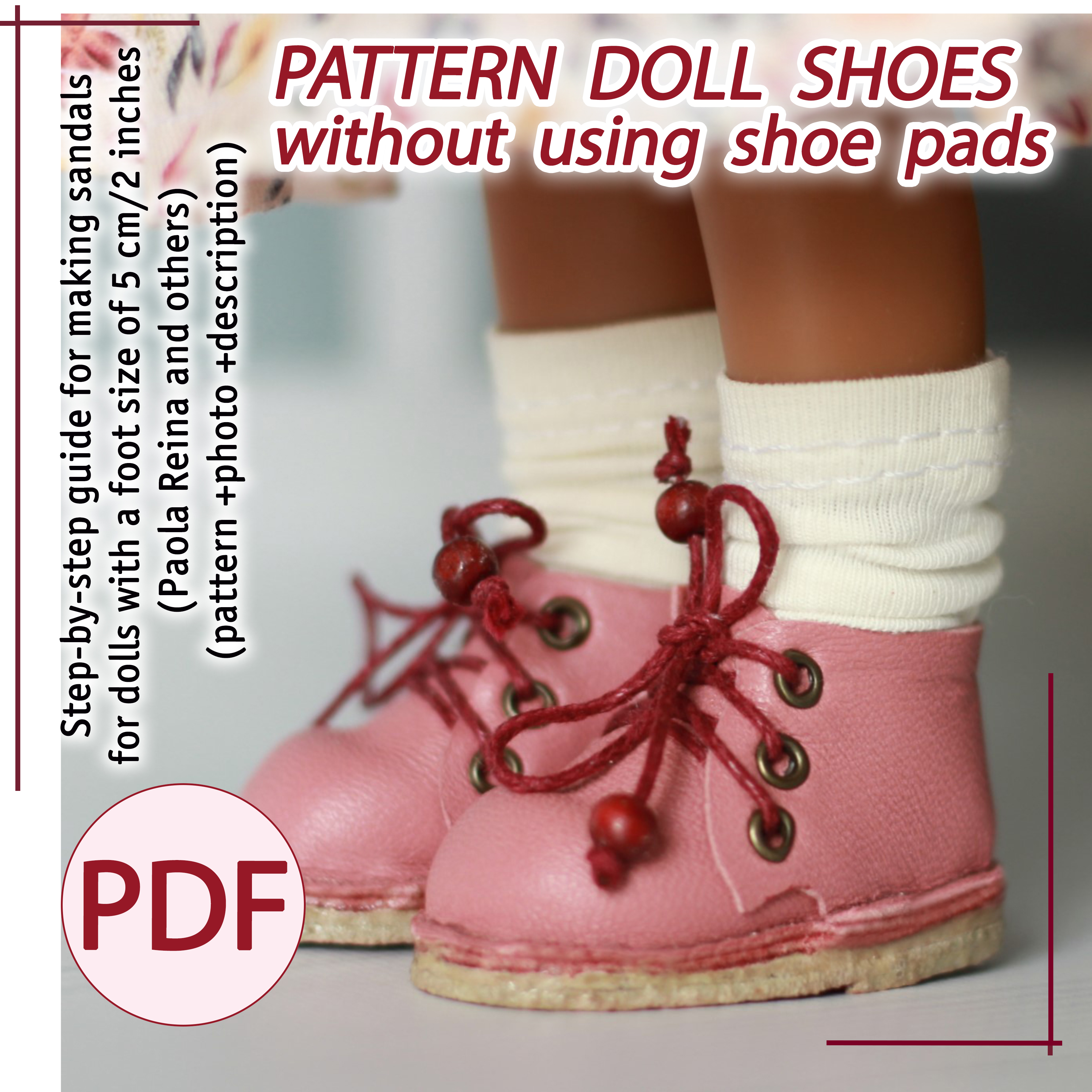 PDF pattern doll shoes without using shoe pads - Inspire Uplift