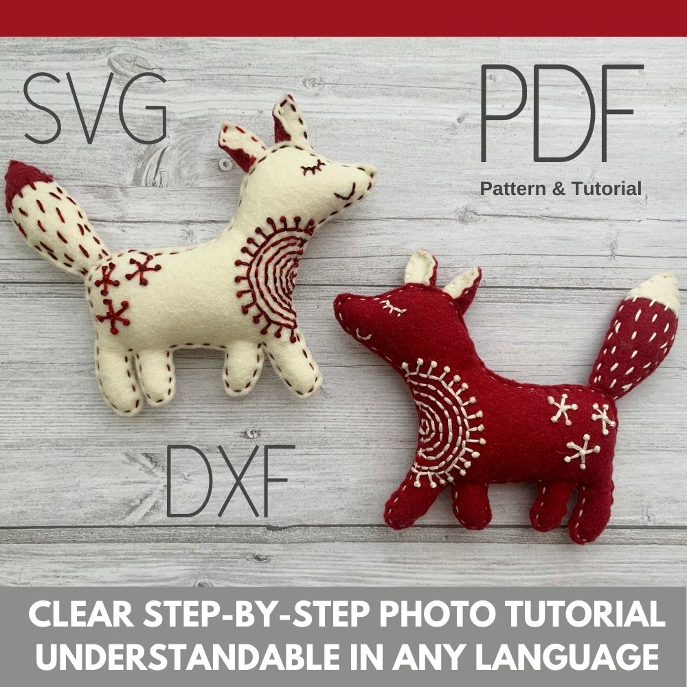 Felt Fox Christmas ornaments pattern PDF SVG - Inspire Uplift