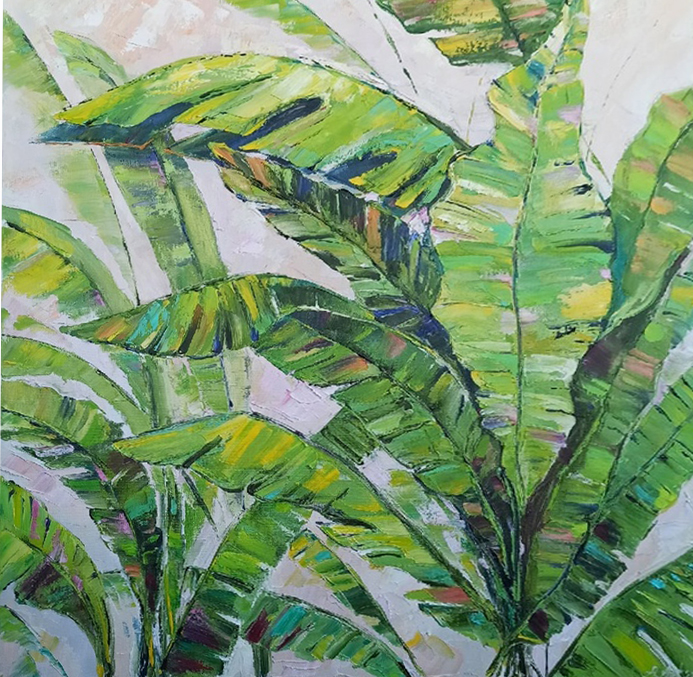 Oil Painting Banana Leaves Tropical Painting Original Art Im - Inspire ...