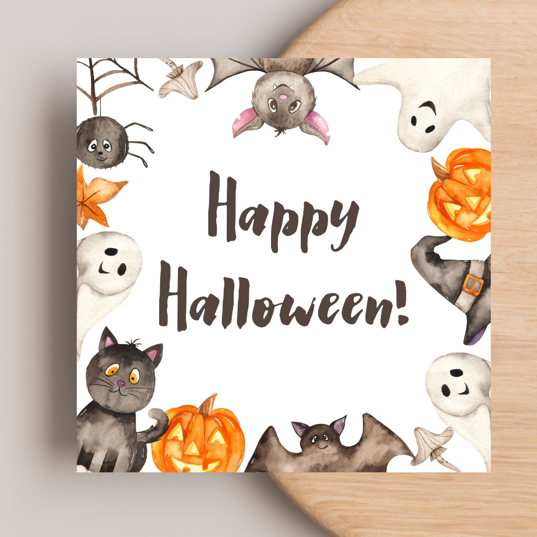 Happy Halloween greeting card printable, instant download - Inspire Uplift