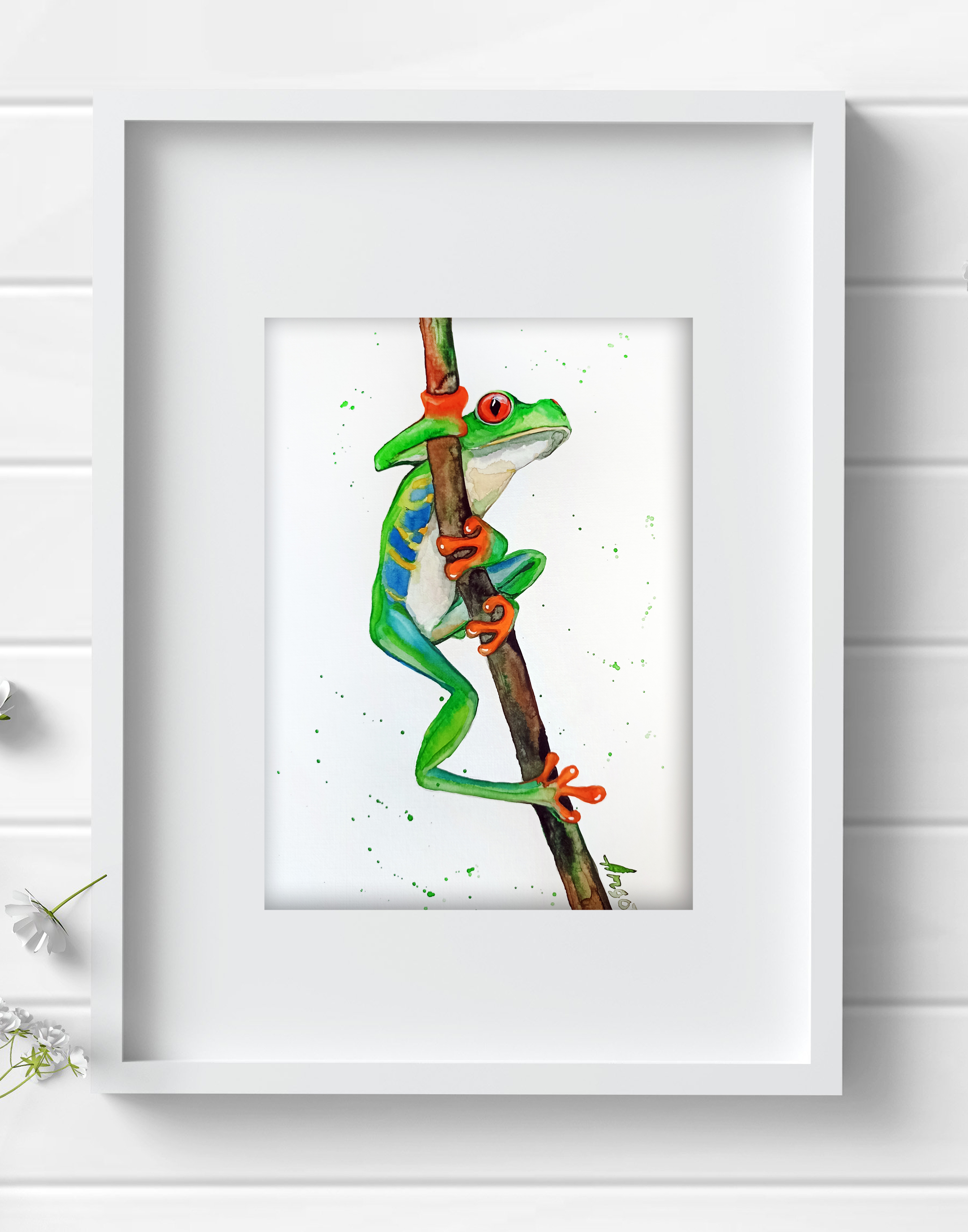 Green Tree Frog 8x11 inch watercolor original wall decor aqu - Inspire ...