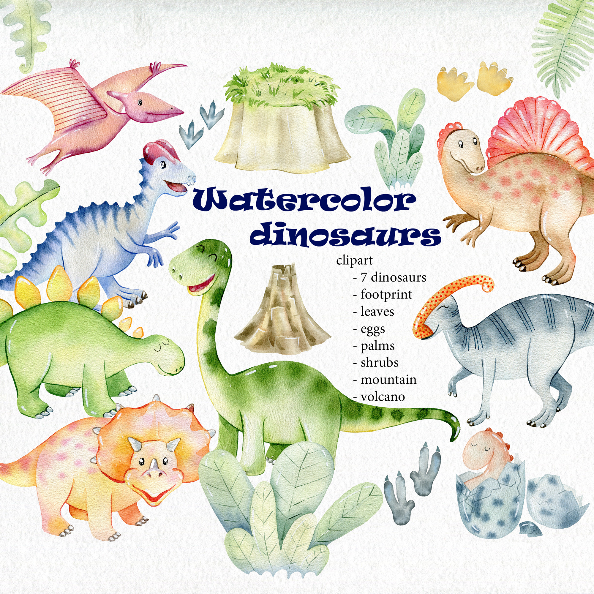 Watercolor dinosaurs clipart. | Inspire Uplift