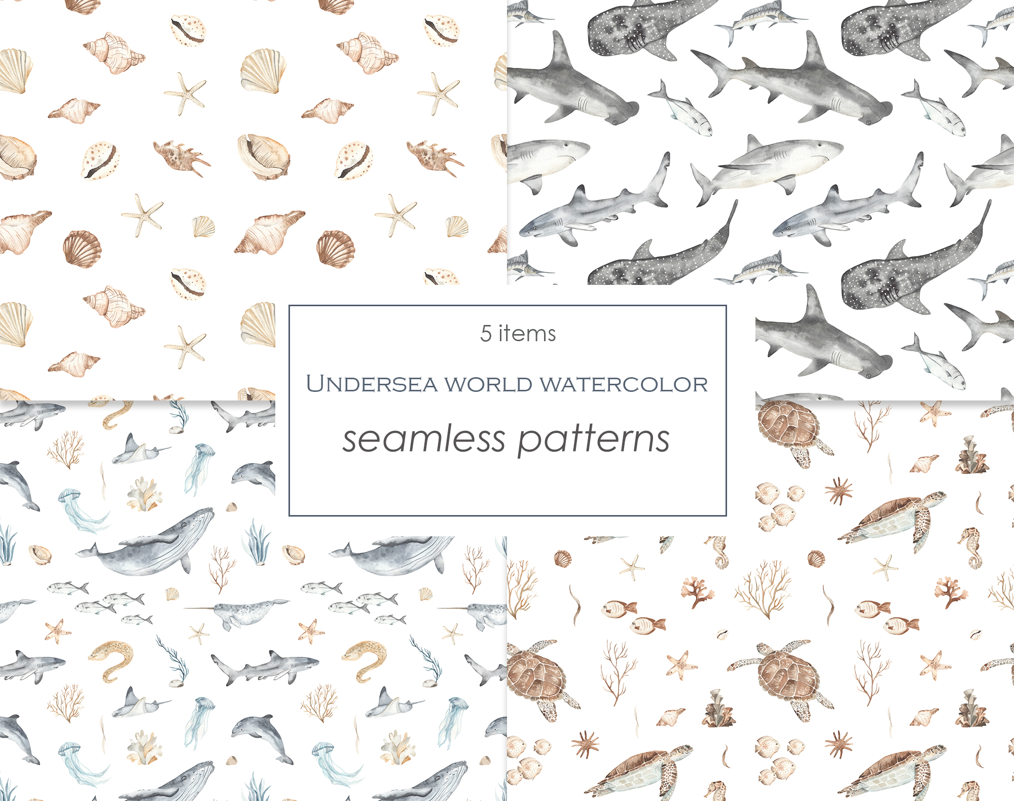 Underwater world. Watercolor seamless pattern. Digital paper | Inspire ...