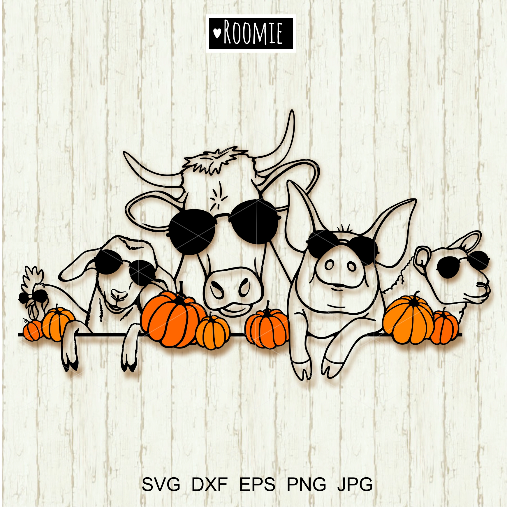Halloween Autumn Farm Animals With Pumpkins and sunglasses S | Inspire ...