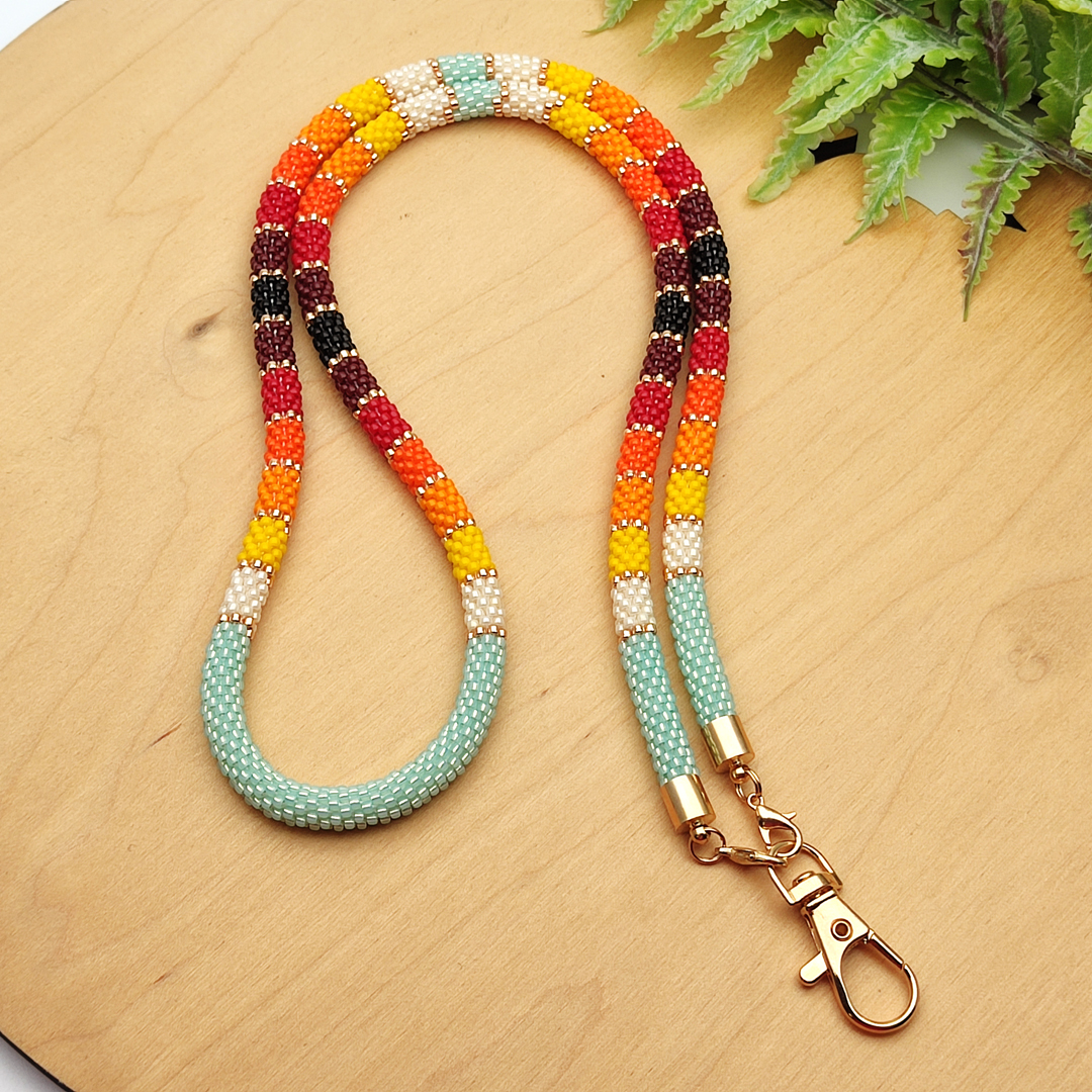 Beaded lanyard for badge Native American style Teacher lanya - Inspire ...