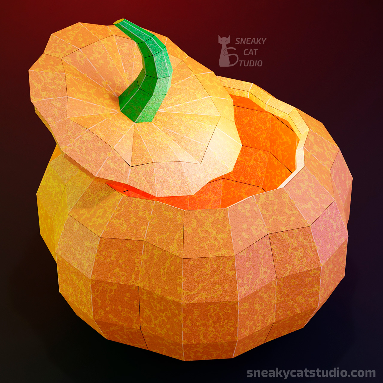 Paper Pumpkin Box 3D Papercraft Template Digital Pattern Inspire Uplift paper-pumpkin-box-3d-papercraft-template-digital-pattern-inspire-uplift