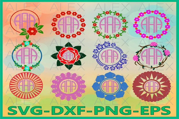 Floral Monogram Frames SVG, Floral svg, Circle Frames | Inspire Uplift