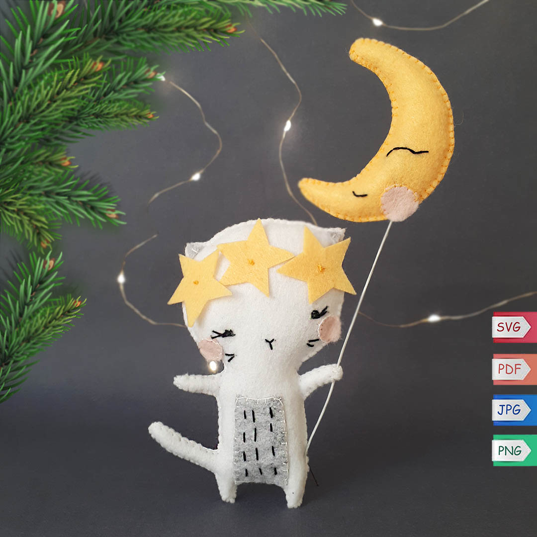 Cat Christmas ornament pattern, white cat stuffed animals an | Inspire ...