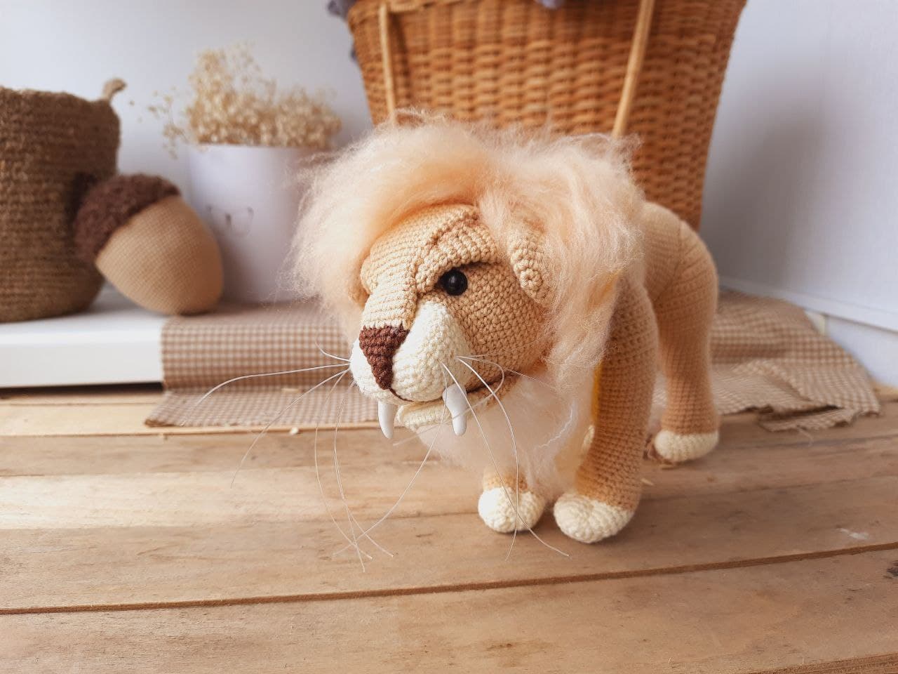 Realistic animal toy lion wool yarn sculpture. Stuffed lion - Inspire ...
