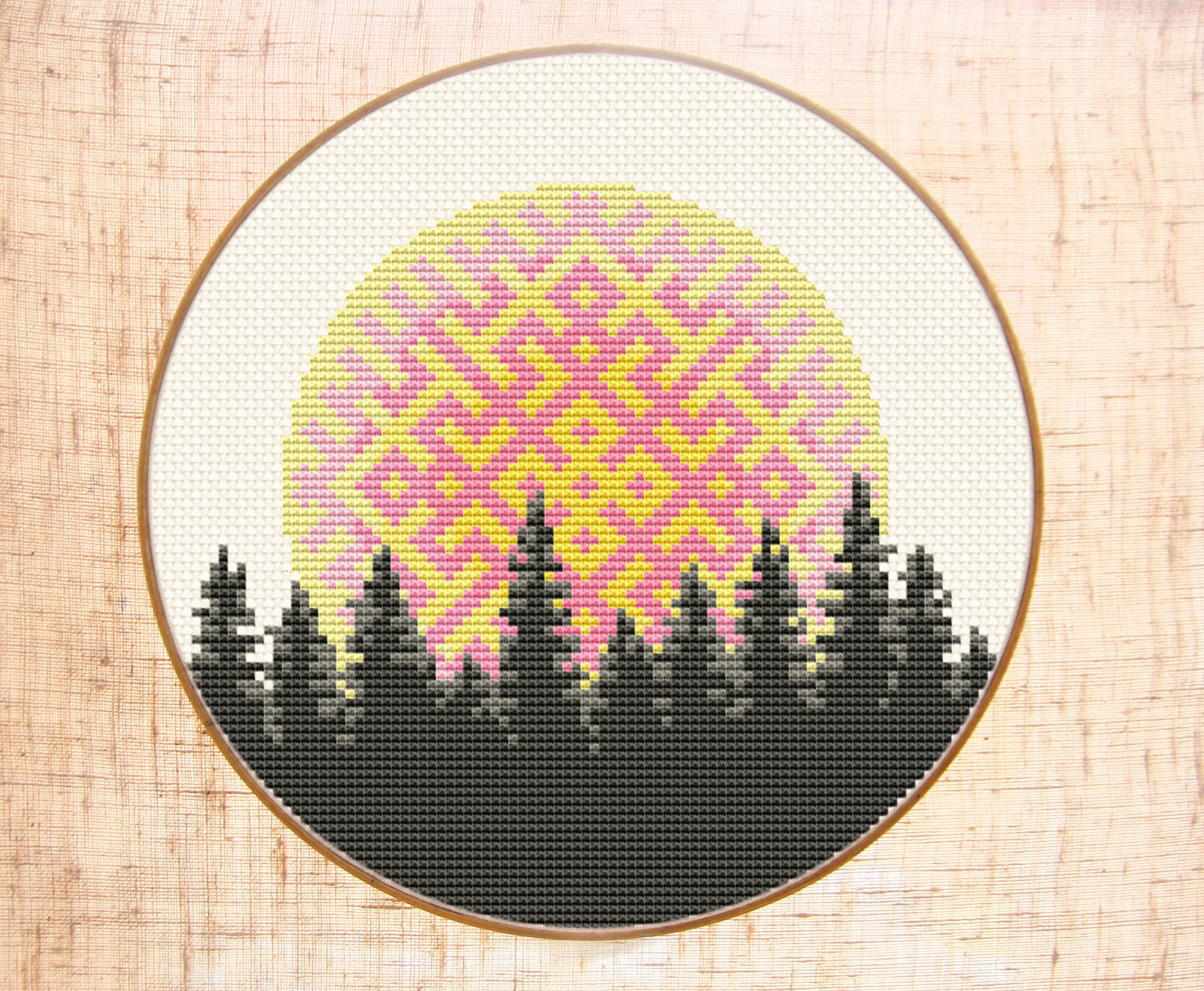 Forest cross stitch pattern Modern cross stitch Wild hoop ar | Inspire ...