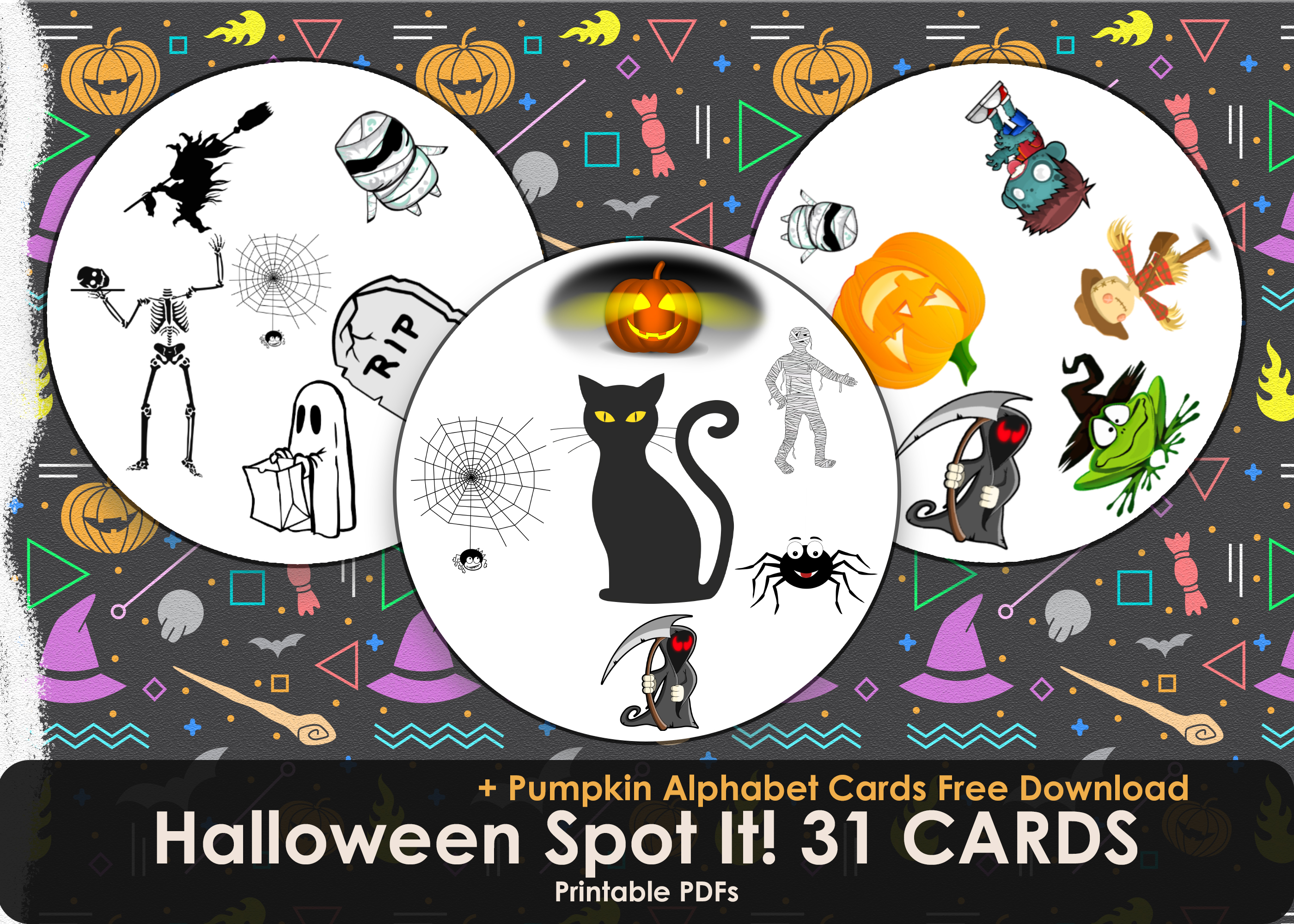 Spot it HALLOWEEN game, 31 cards Matching game, Dobble famil | Inspire ...