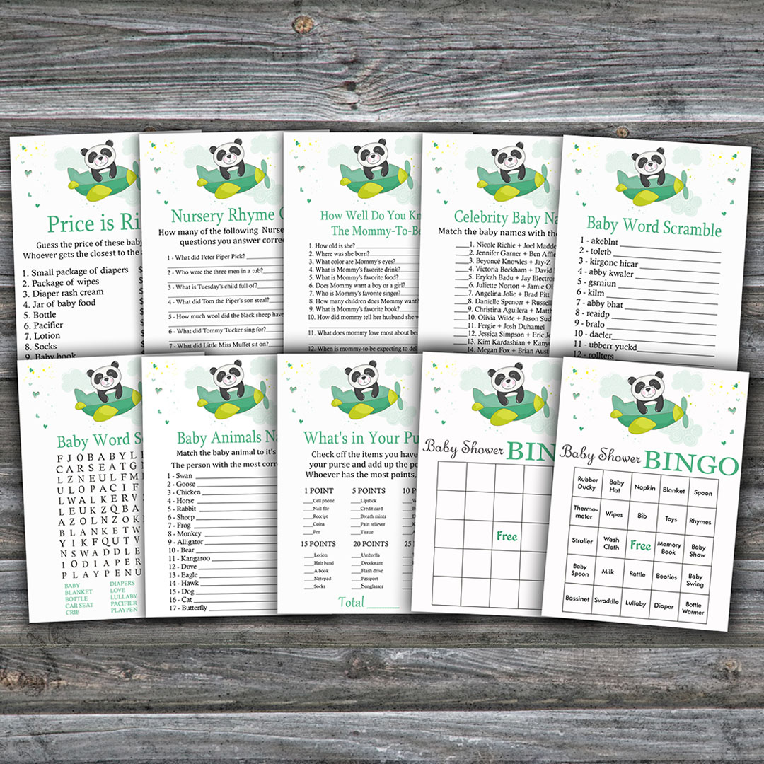 Panda theme baby shower games bundle,Jungle Baby Shower game | Inspire ...
