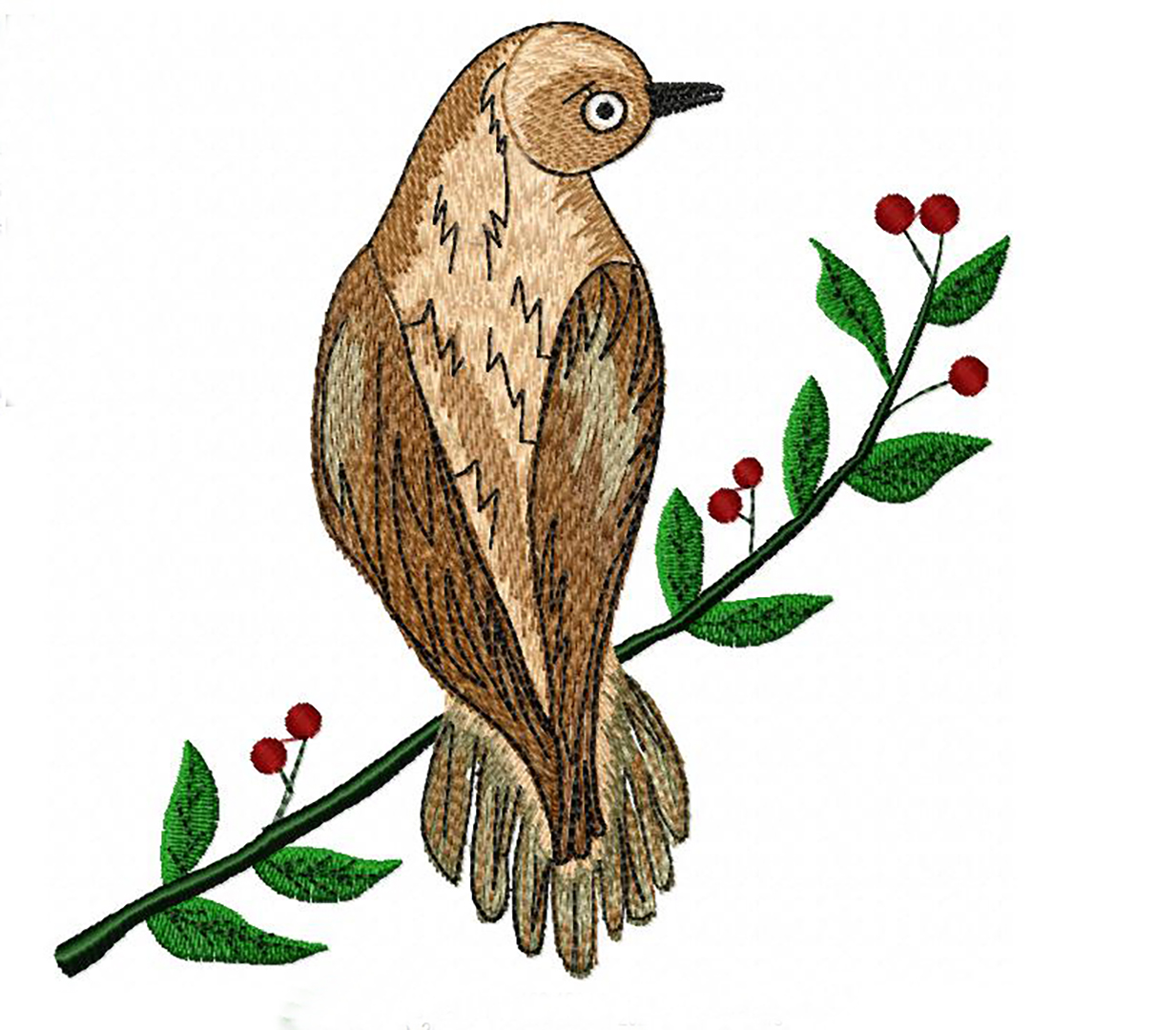 Nightingale bird. Nightingale on a branch. Machine embroider - Inspire ...