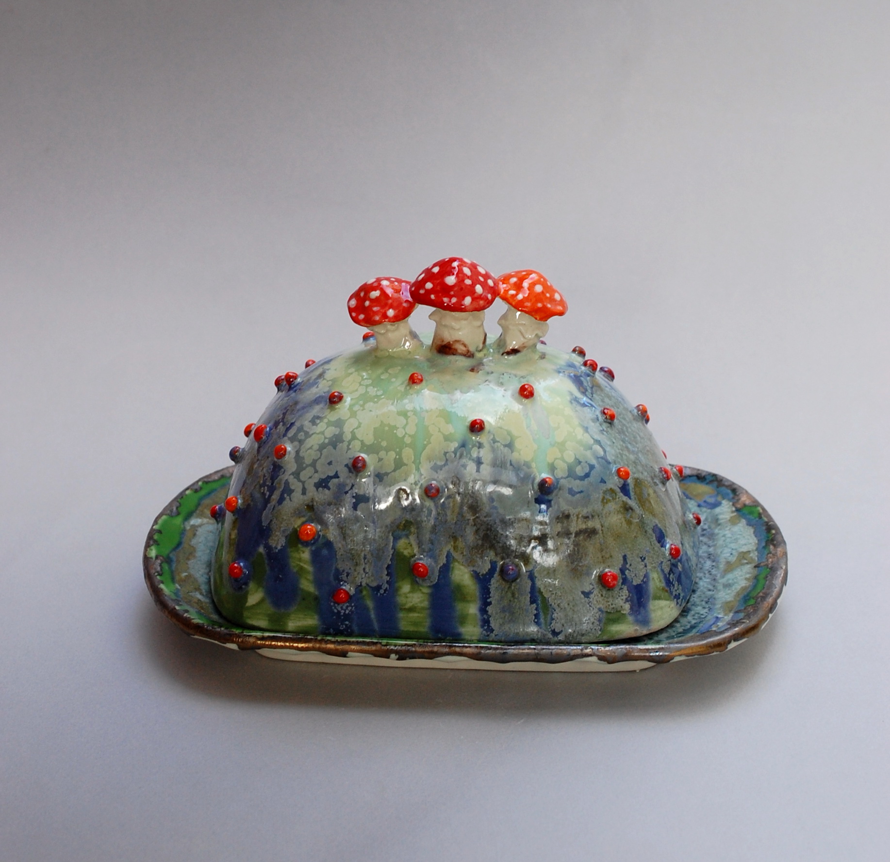 Mushrooms Handmade Ceramic Butter Dish Alice in Wonderland s - Inspire ...