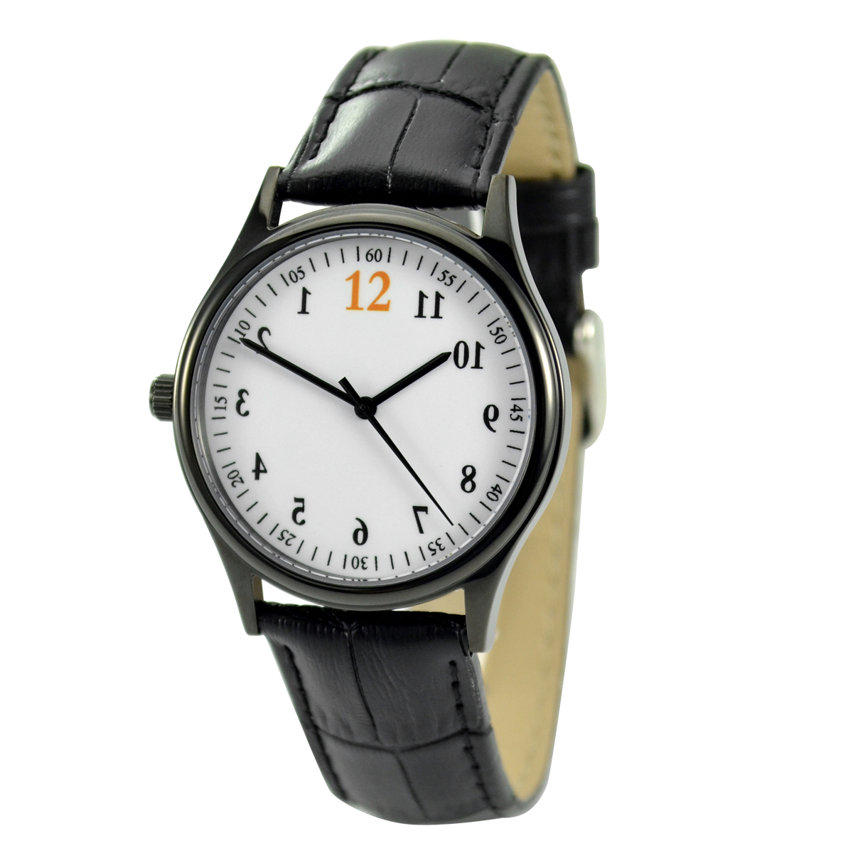 Black Backwards Watch Numbers Men Watch Women Watch - Inspire Uplift