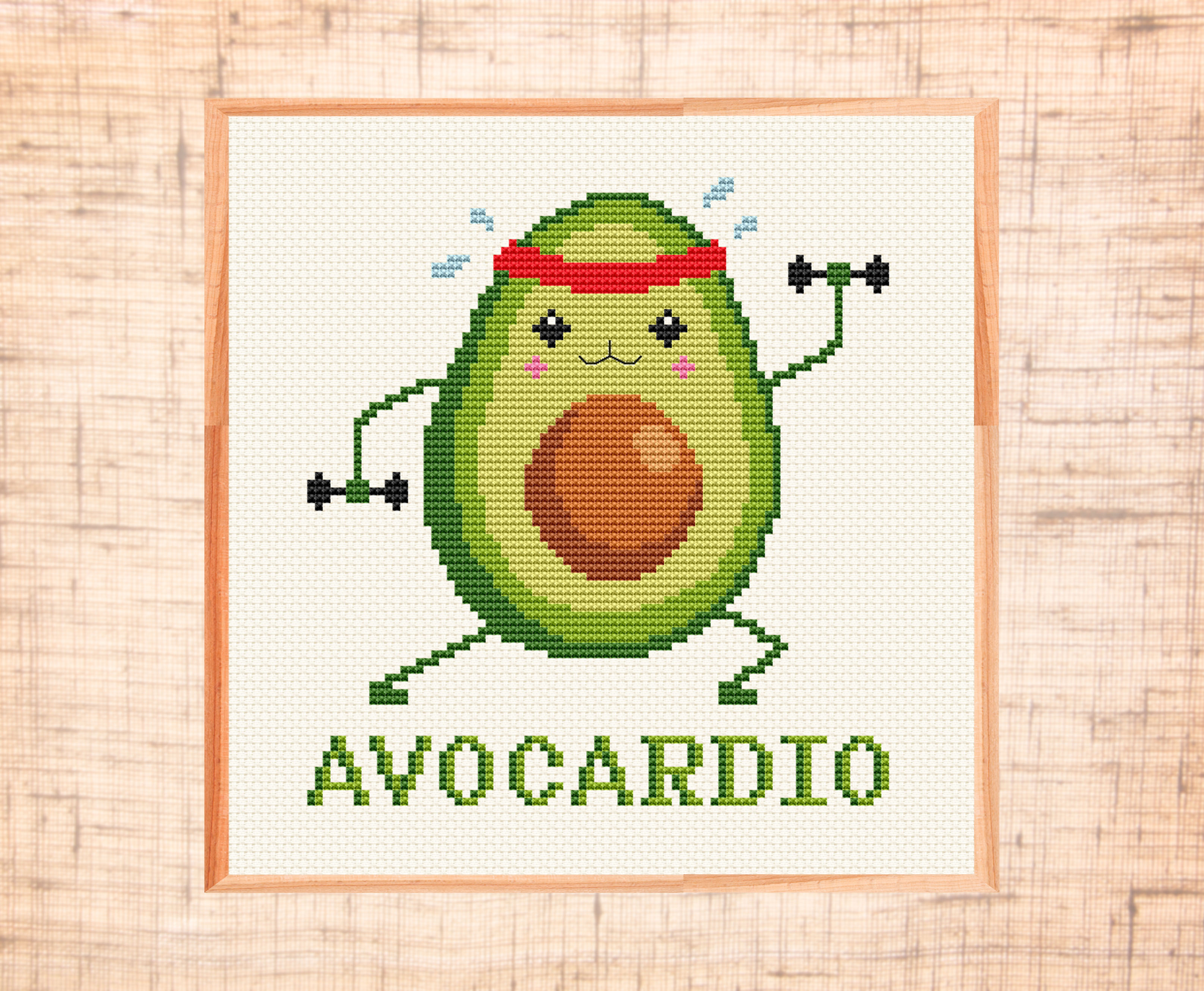 Funny Avocado cross stitch pattern Avo-cardio cross stitch F | Inspire ...