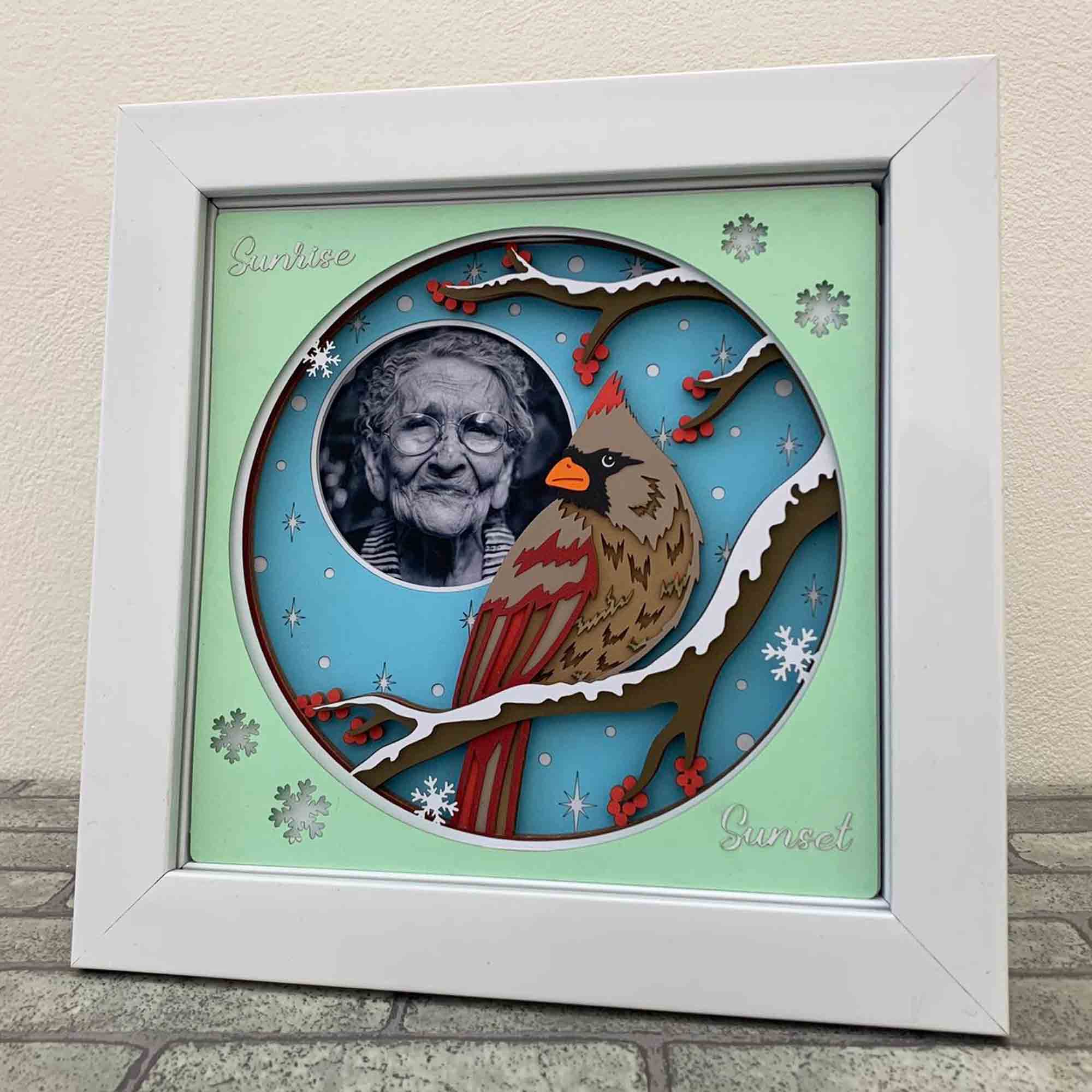 3D Cardinal Memorial Shadow Box SVG - Female Cardinal/ Perso | Inspire ...