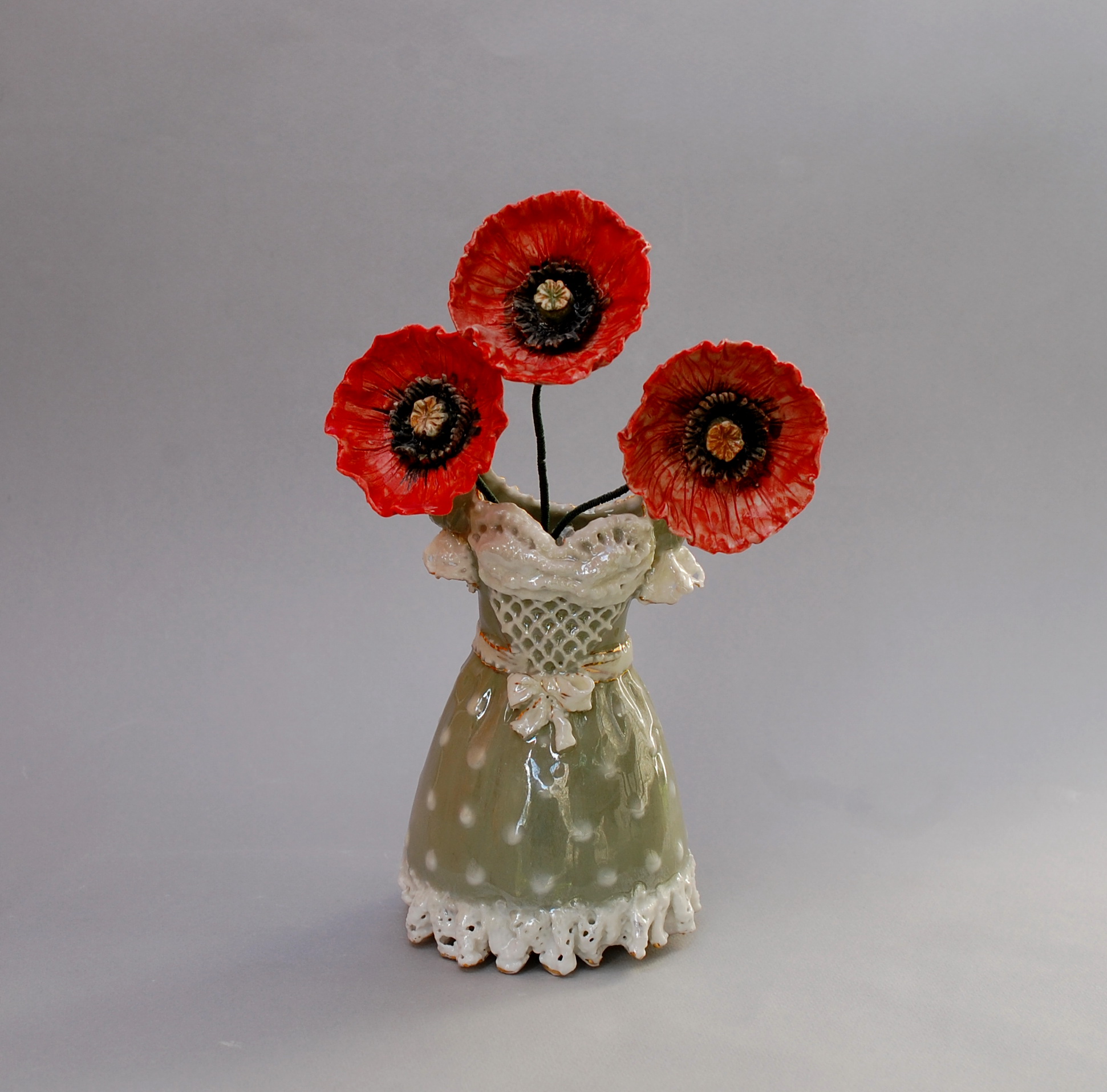 Decorative vase, Flowers figurine, Red poppy Dress figurine | Inspire ...