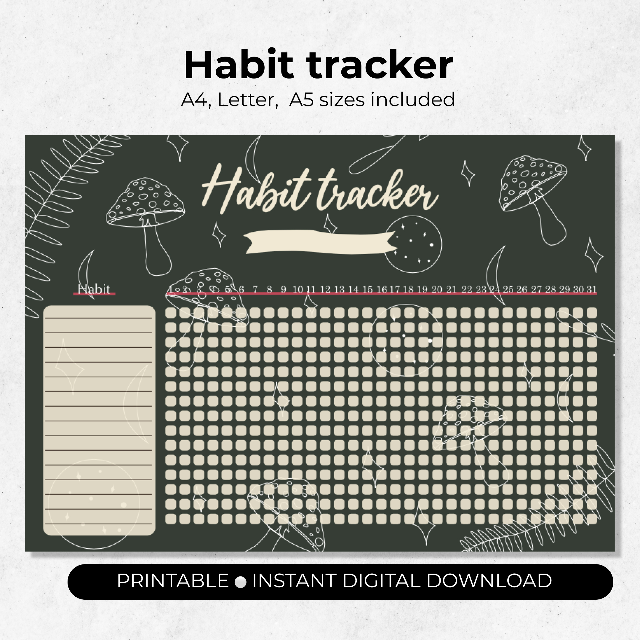 Habits tracker printable | PDF tracker dark academia aesthet - Inspire ...