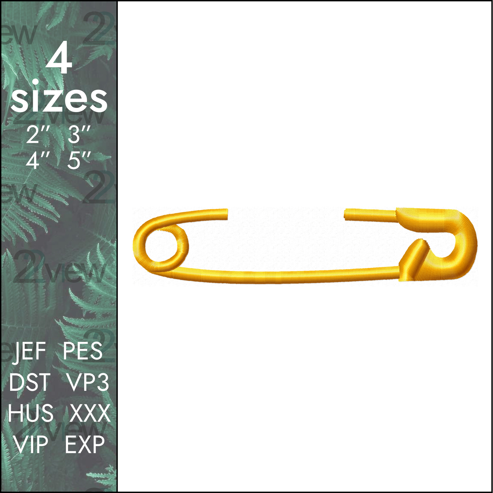 Safety pin Embroidery Design, 4 sizes, accessory download | Inspire Uplift