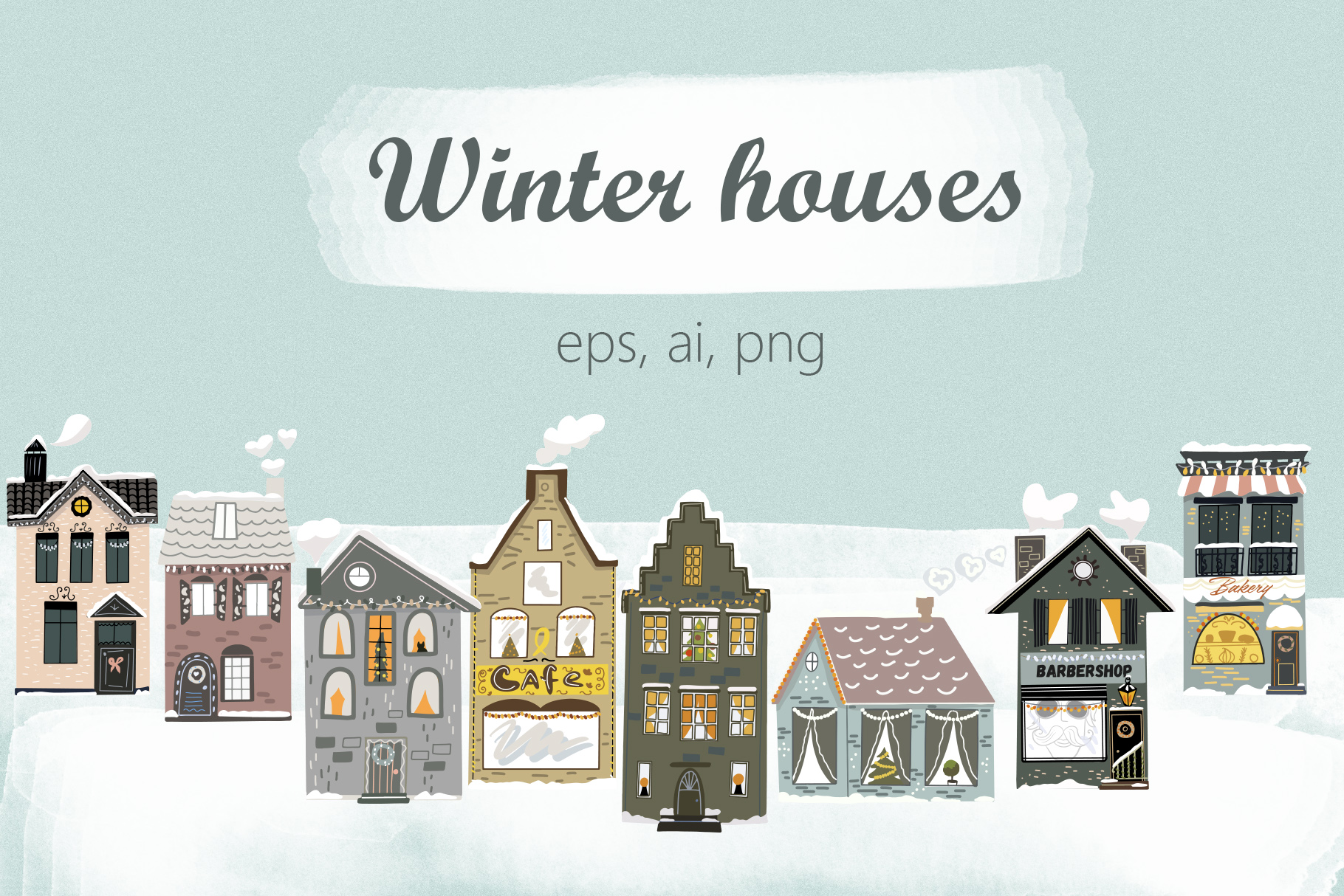 Winter snow covered houses clipart, winter village, earth co | Inspire ...
