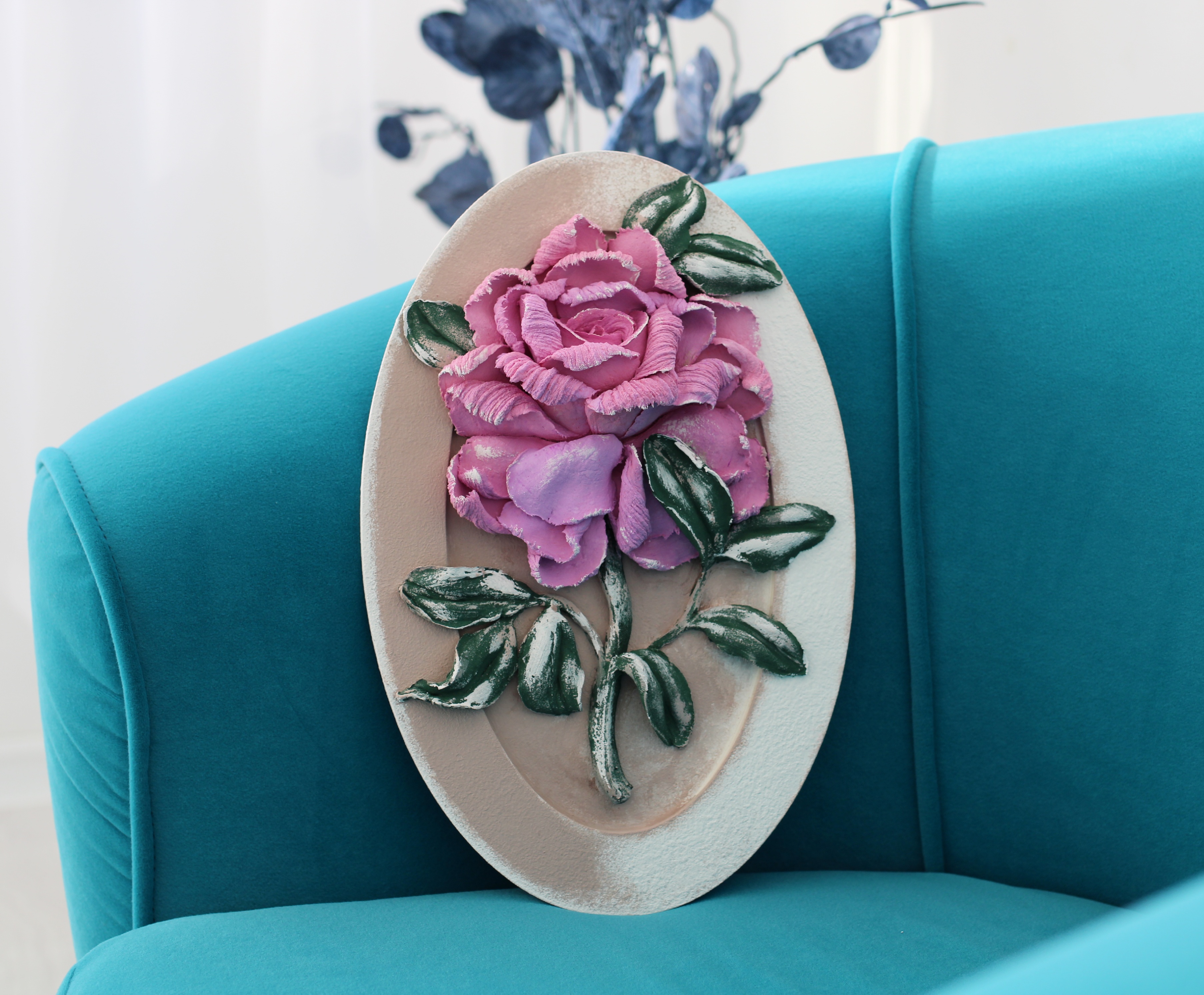 Rose, plaster flower, sculpture painting, textured wall art. | Inspire ...