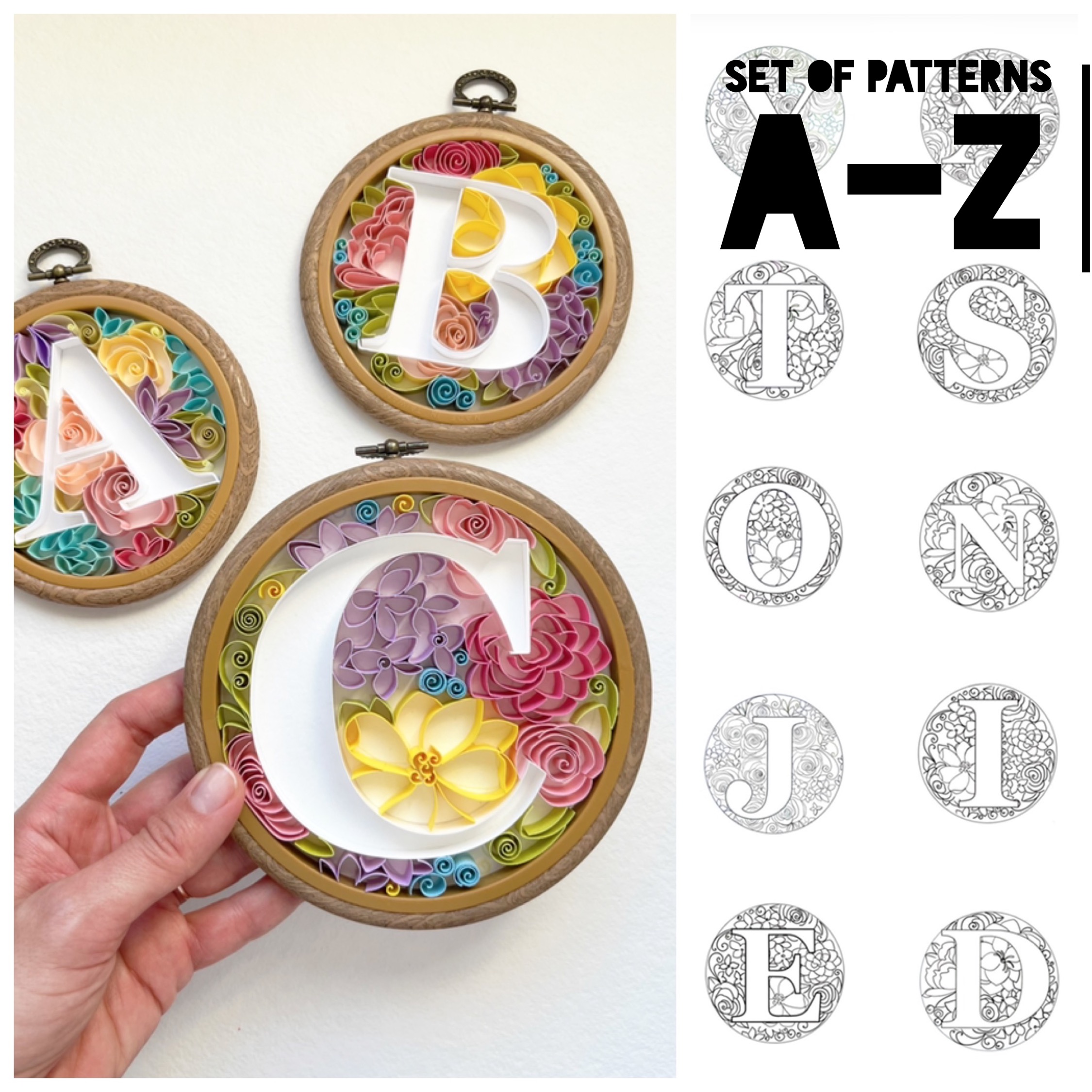 TEMPLATES of Alphabet A-Z Letters in flowers - Quilling pat | Inspire ...