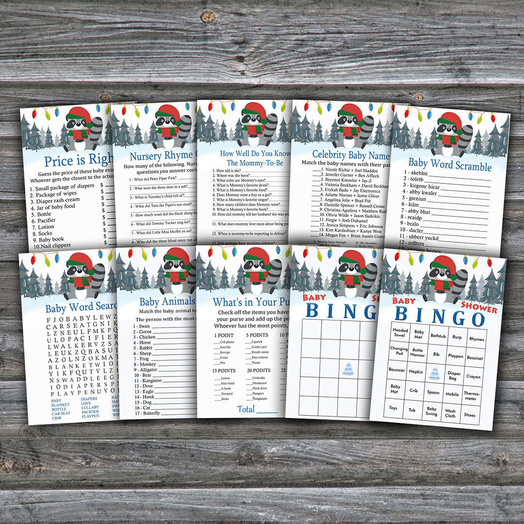 Winter animals baby shower games bundle,Christmas Baby Showe - Inspire ...