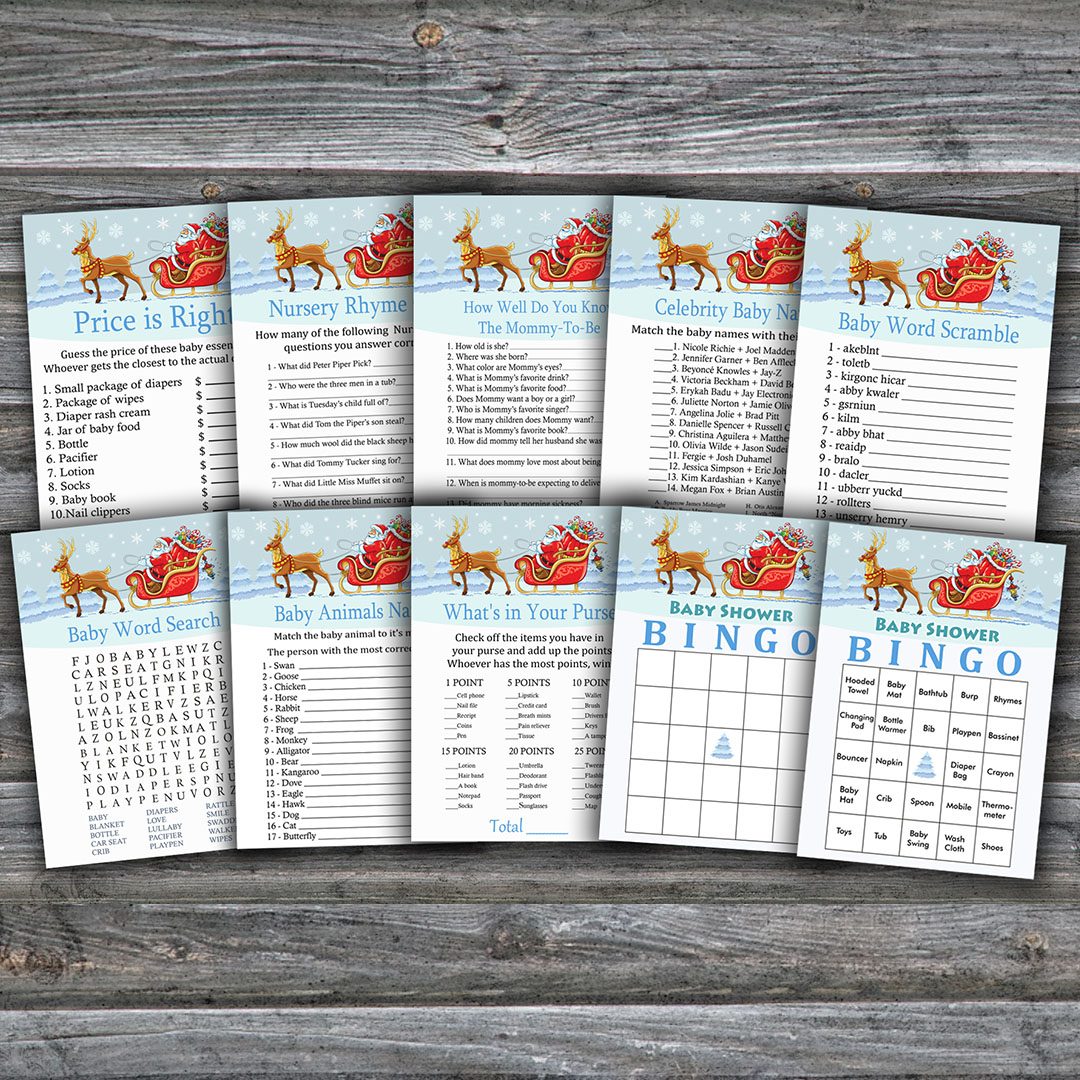 Santa carriage baby shower games bundle,Christmas Baby Showe - Inspire ...