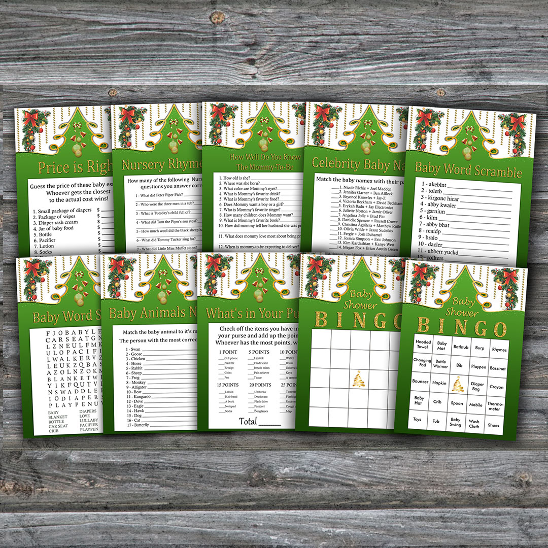 Christmas tree baby shower games bundle,Christmas tree Baby - Inspire ...