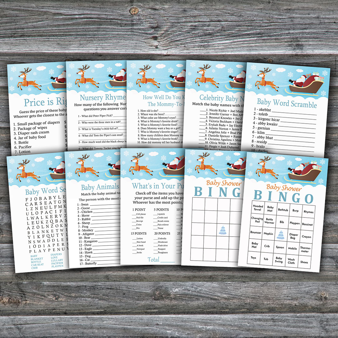 Santa carriage baby shower games bundle,Christmas Baby Showe - Inspire ...