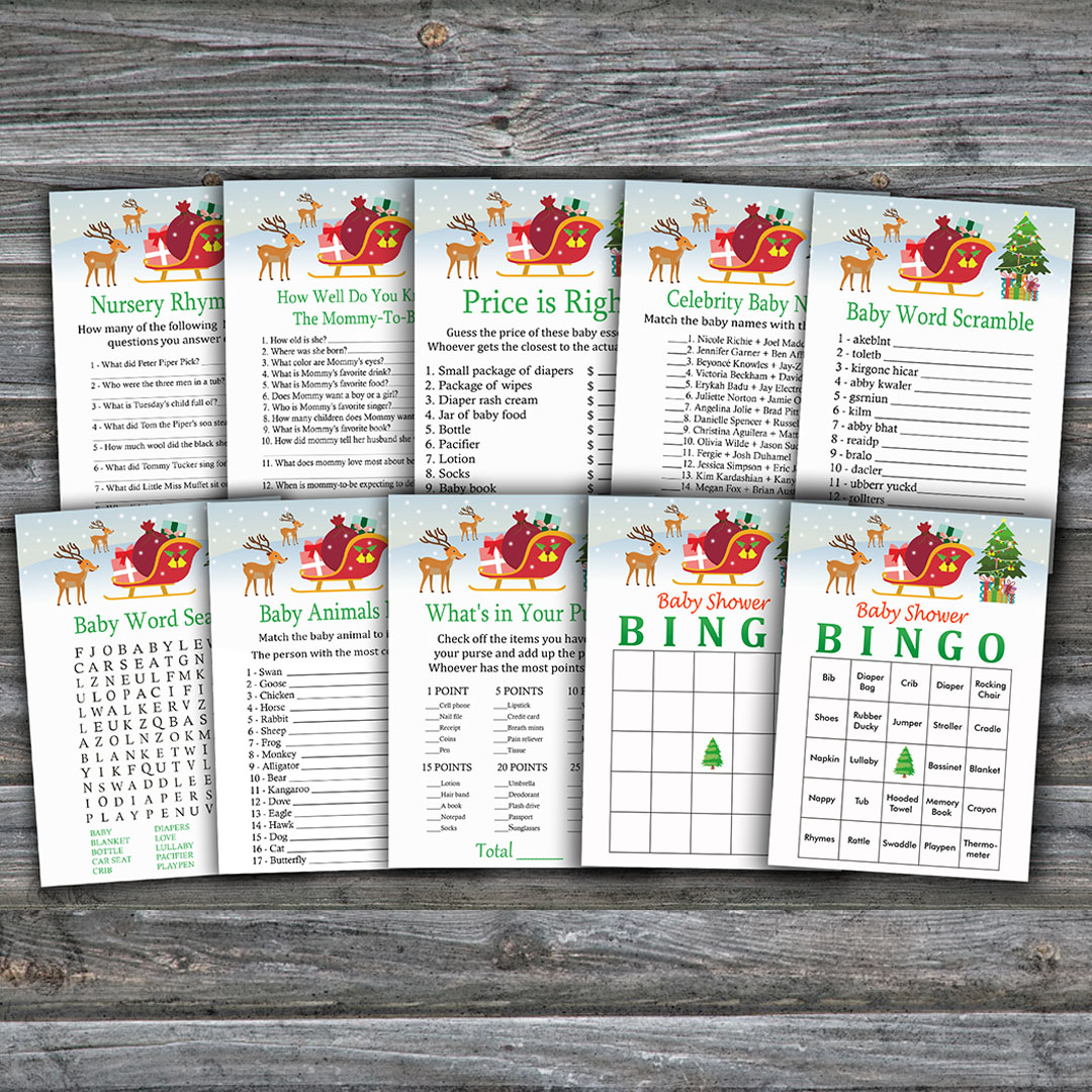 Rudolph animals baby shower games bundle,Christmas Baby Show - Inspire ...