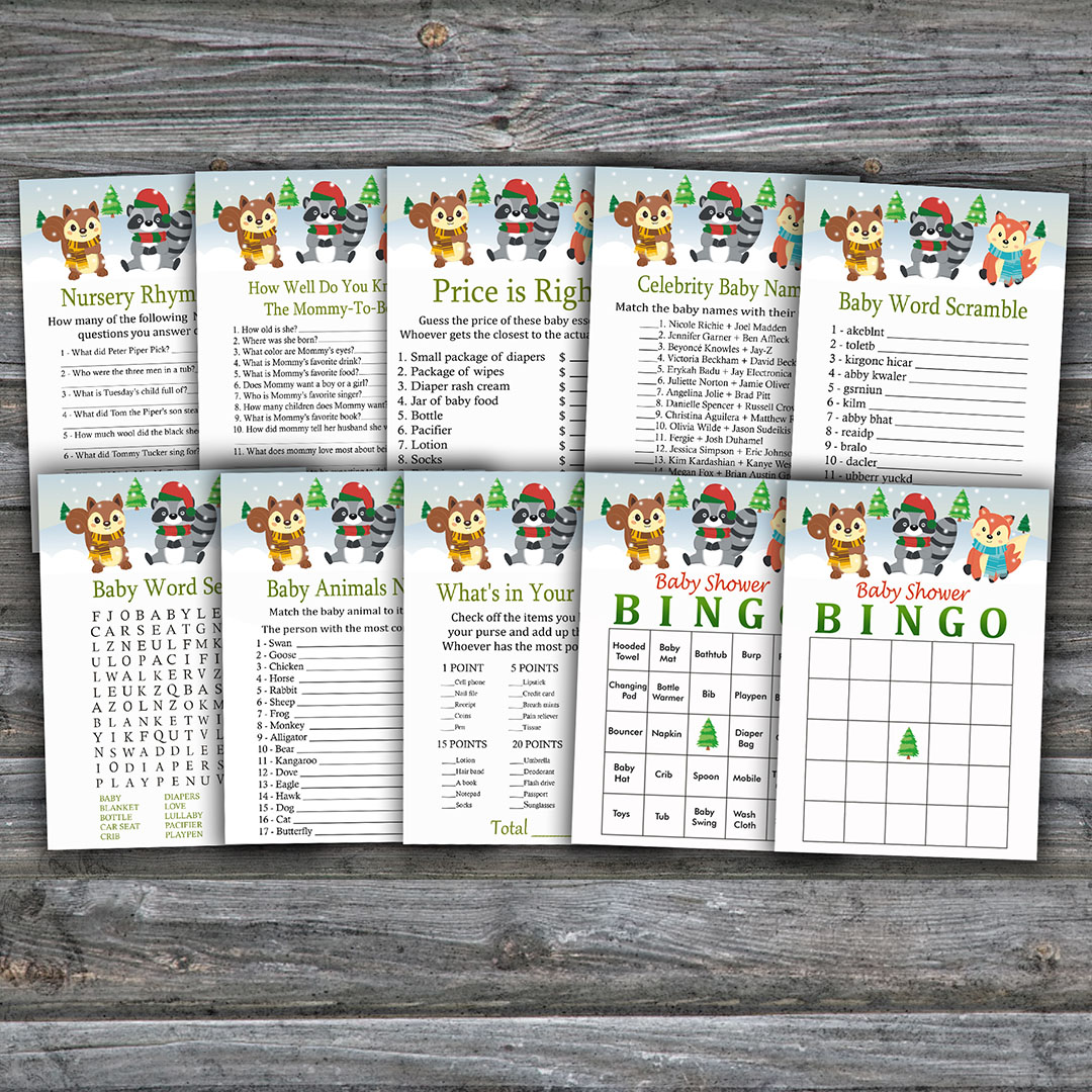 Winter Woodland baby shower games bundle,Christmas Baby Show - Inspire ...
