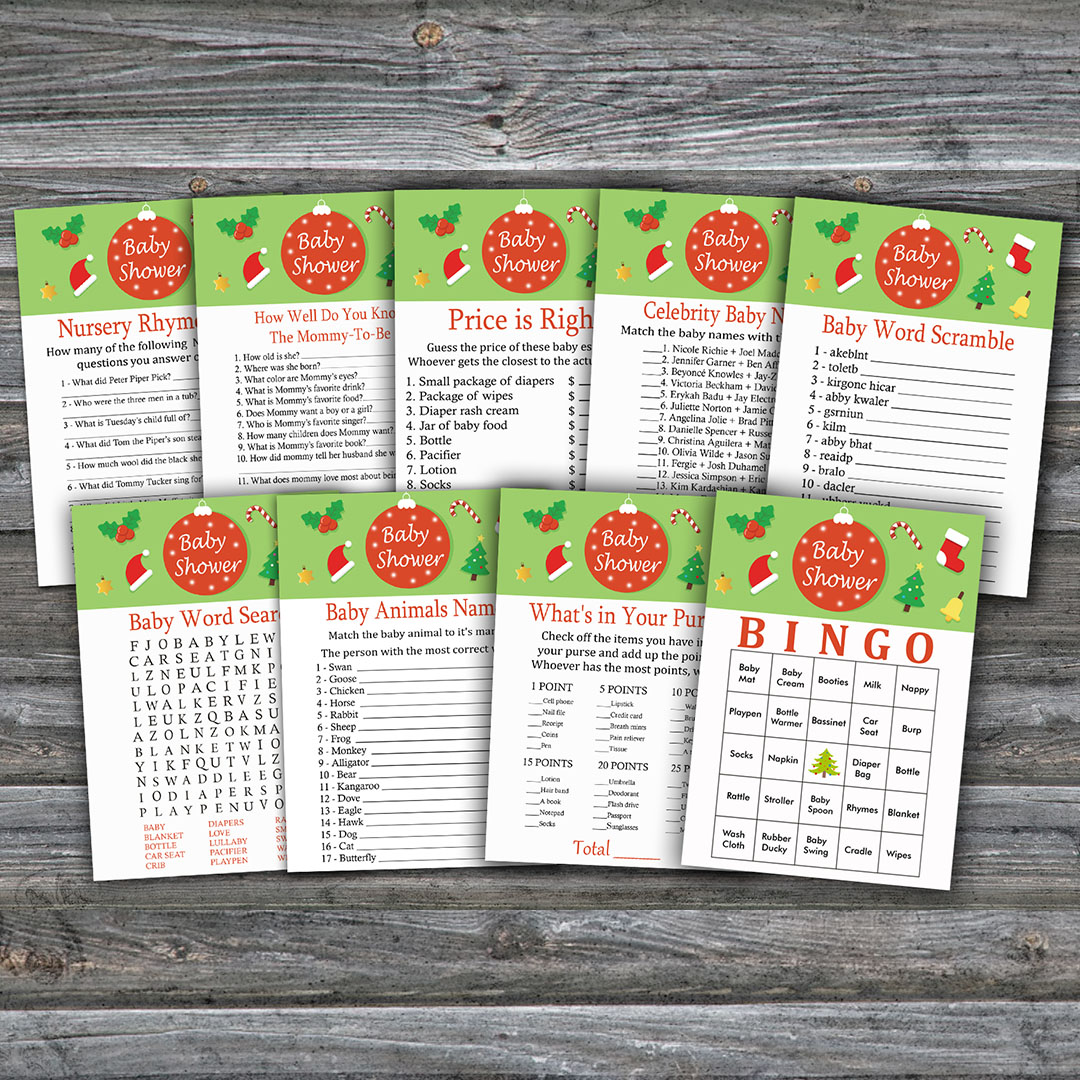 Merry Christmas baby shower games bundle,Winter themed Baby - Inspire ...