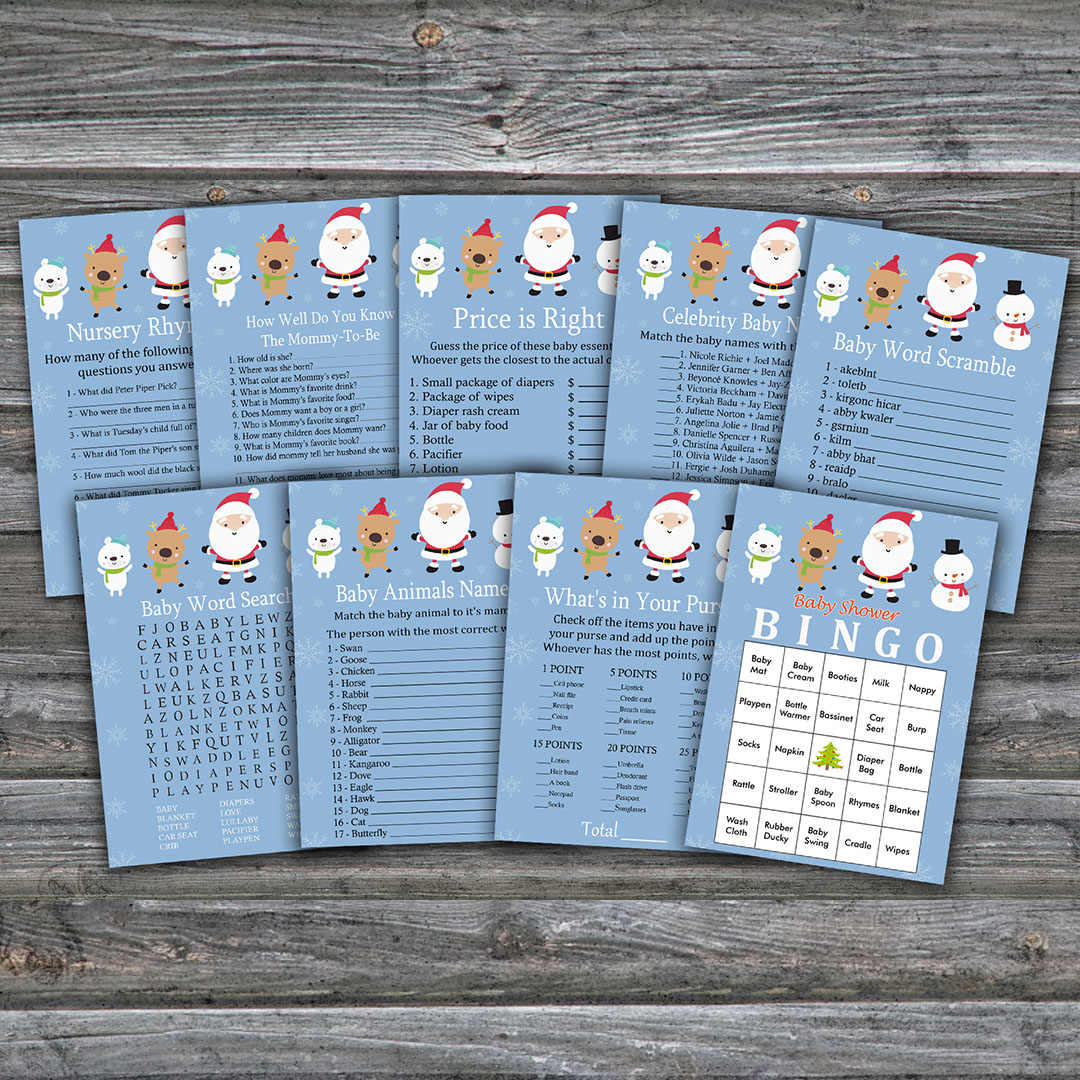 Santa claus baby shower games bundle,Winter themed Baby Show - Inspire ...