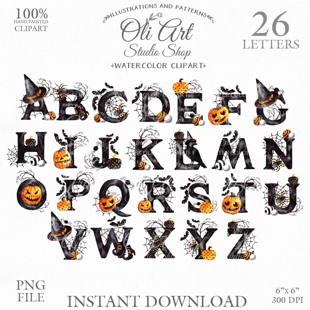 Happy HALLOWEEN clipart. Font clipart. Alphabet clipart. Pum - Inspire ...