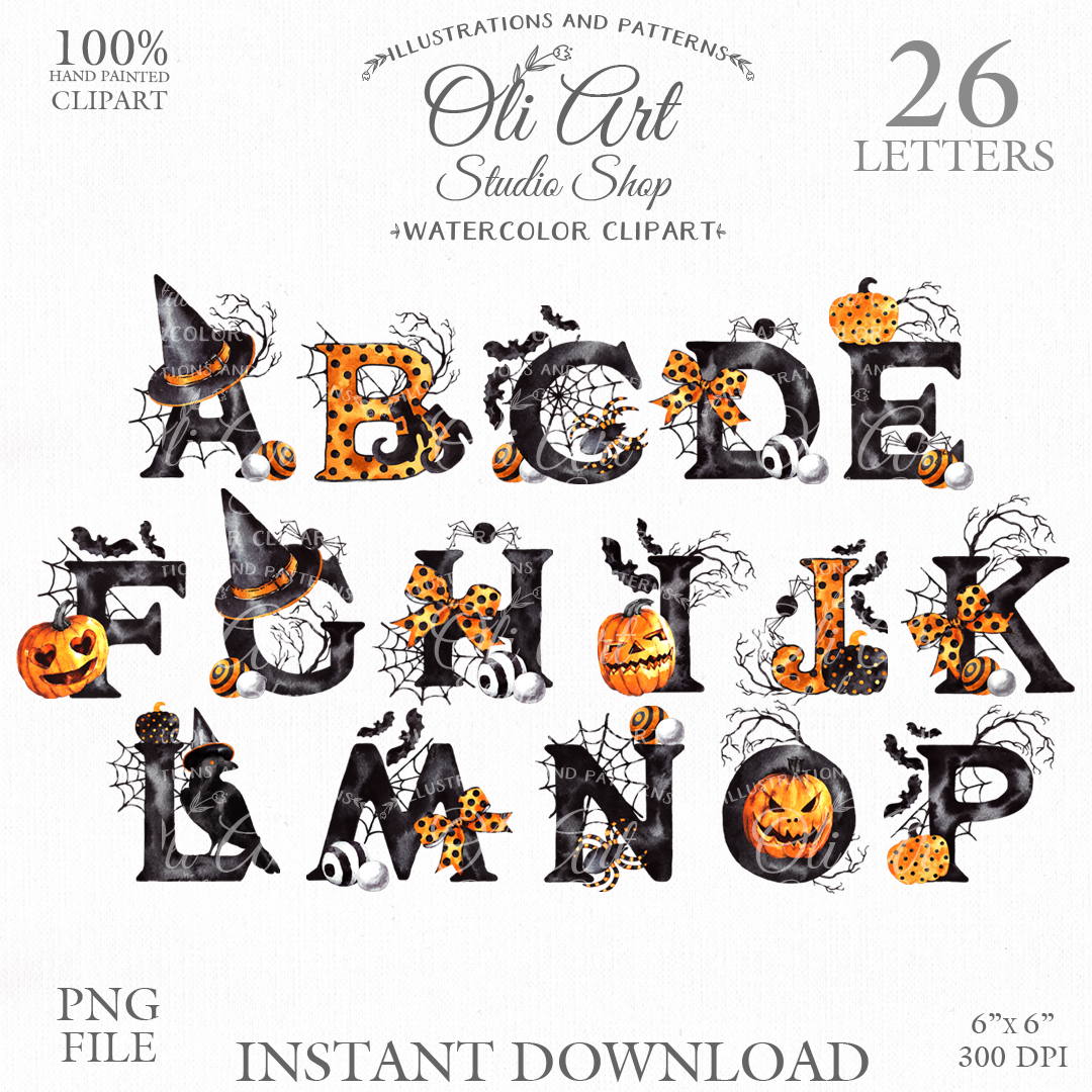 Happy HALLOWEEN clipart. Font clipart. Alphabet clipart. Pum | Inspire ...