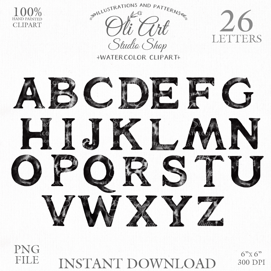 Alphabet Clip Art. Font clipart. Hand Drawn graphics. Design - Inspire Uplift