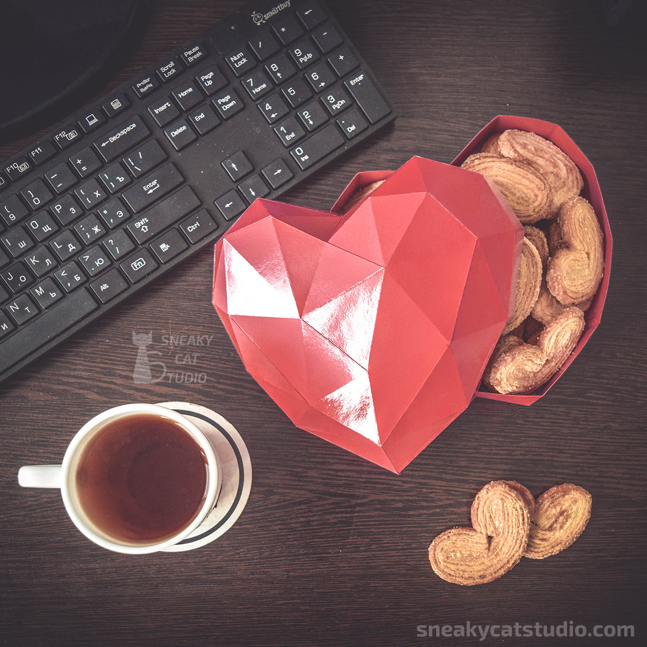 Paper Heart Box Valentine's gift- 3D Papercraft template | Inspire Uplift